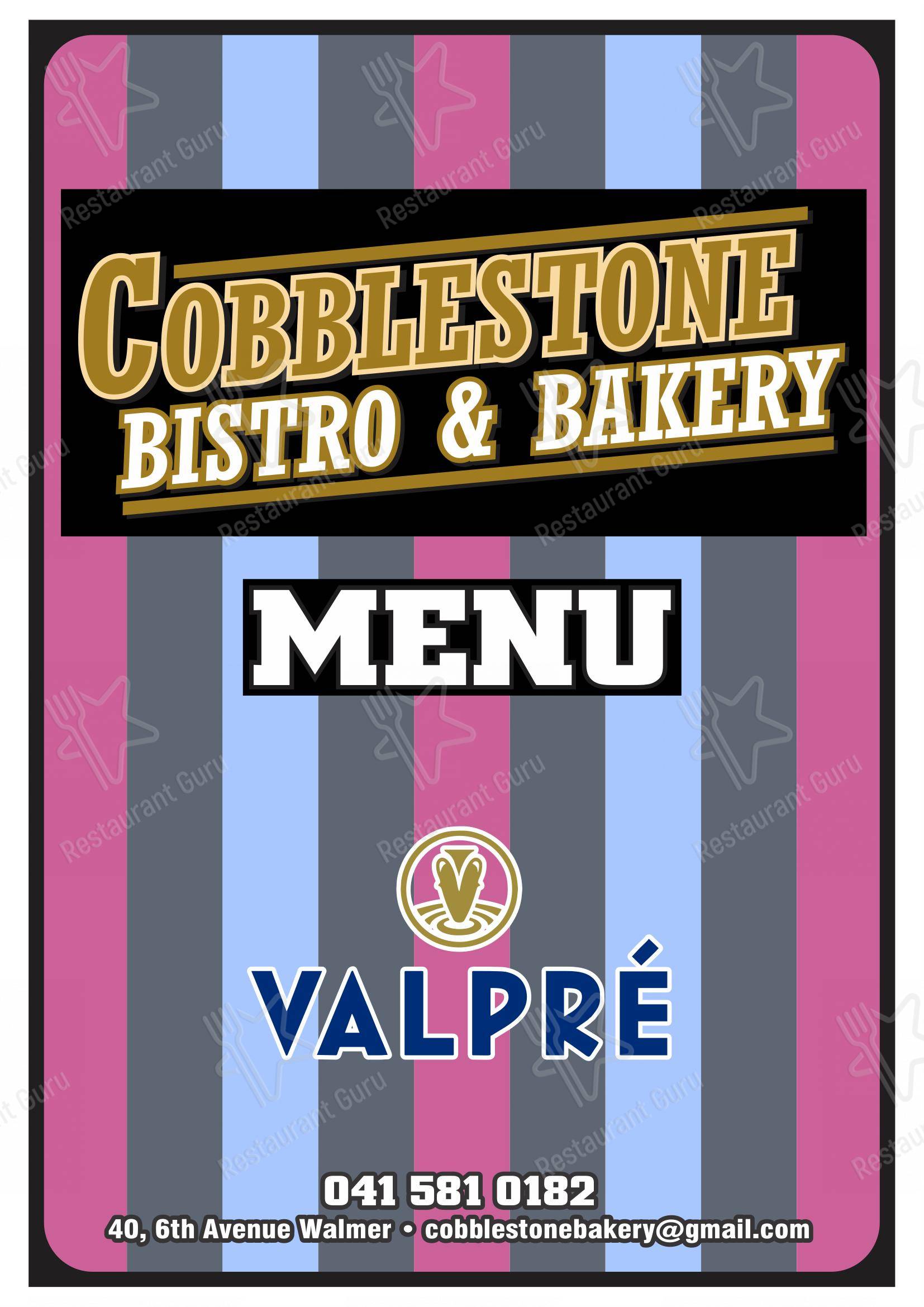 Menu at Cobblestone Bistro & Bakery, Port Elizabeth, 40 6th Ave