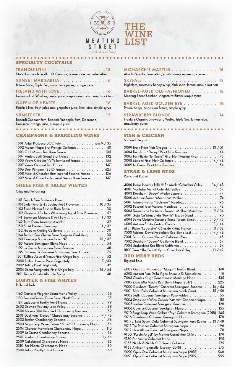 Menu at Meating Street Seafood & Steakhouse, Port St. Lucie