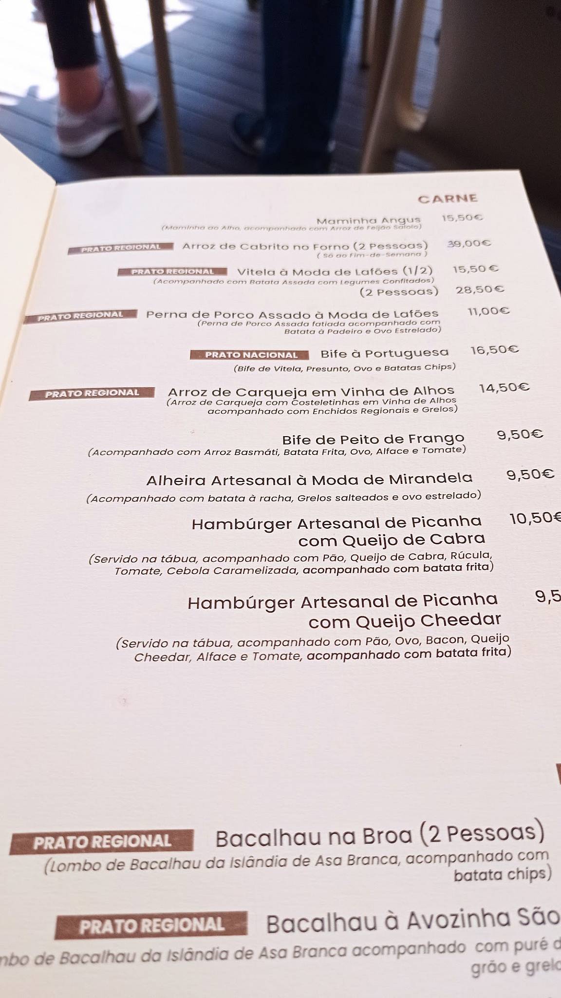 Menu em Porta 64 restaurante, Viseu