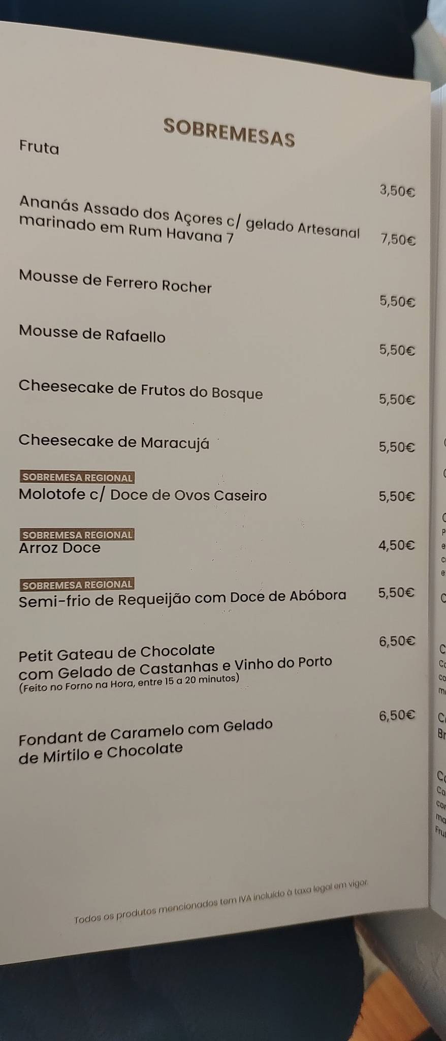 Menu em Porta 64 restaurante, Viseu
