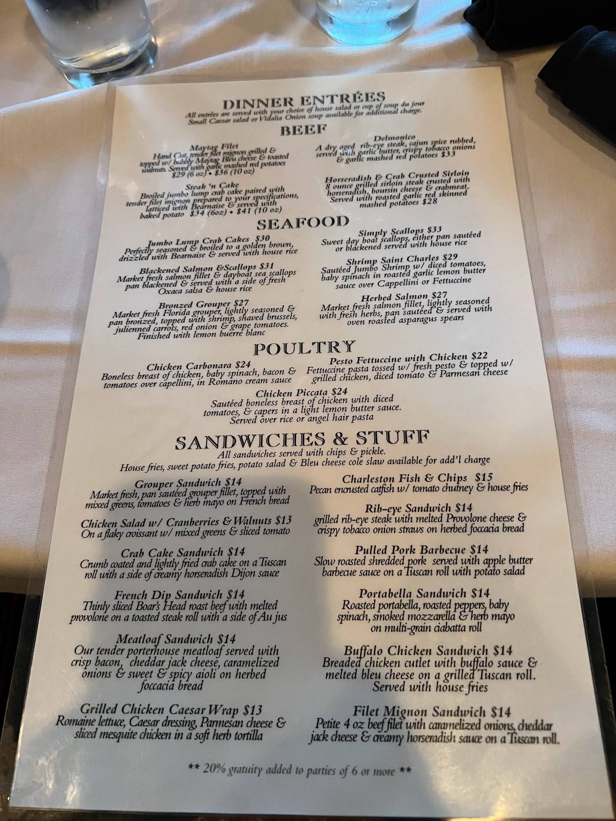 Menu at Porterhouse Restaurant & Pub, Lahaska