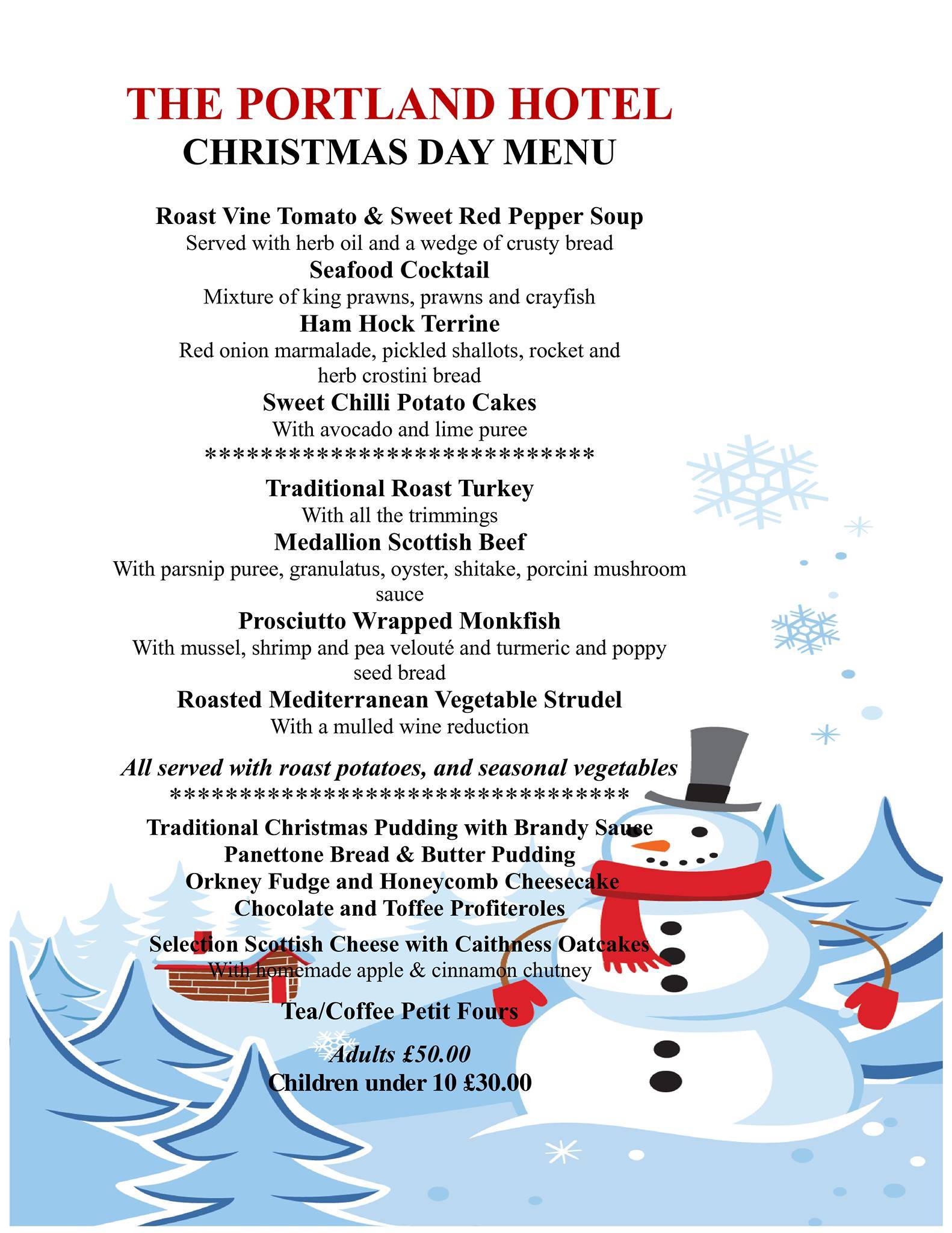 Menu at Portland Hotel pub & bar, Lybster