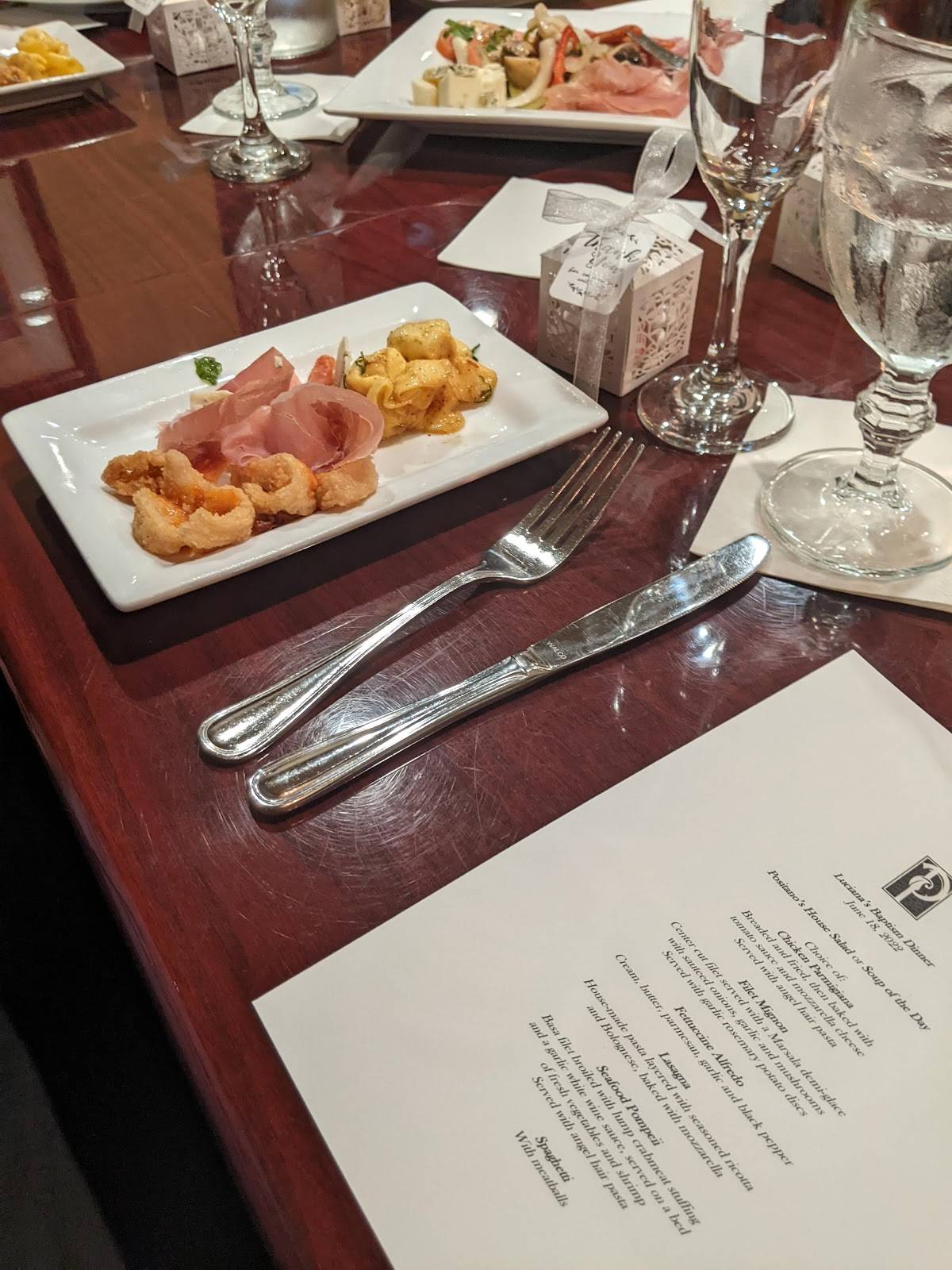 Menu at Positano's Ristorante restaurant, Palm Harbor