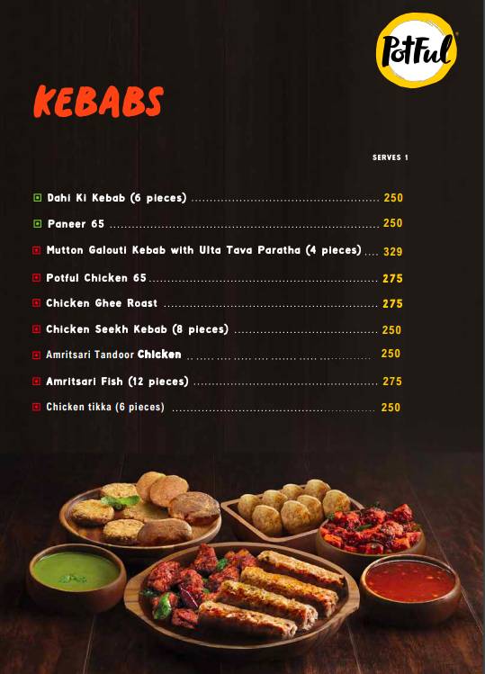 Menu at Potful Biryani, Chandanagar, Hyderabad