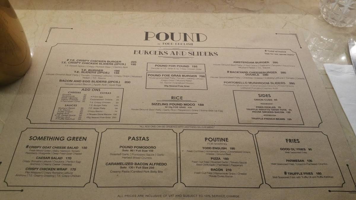 Menu at Pound x Flatterie - Mall of Asia restaurant, Pasay, GXMJ+PPH