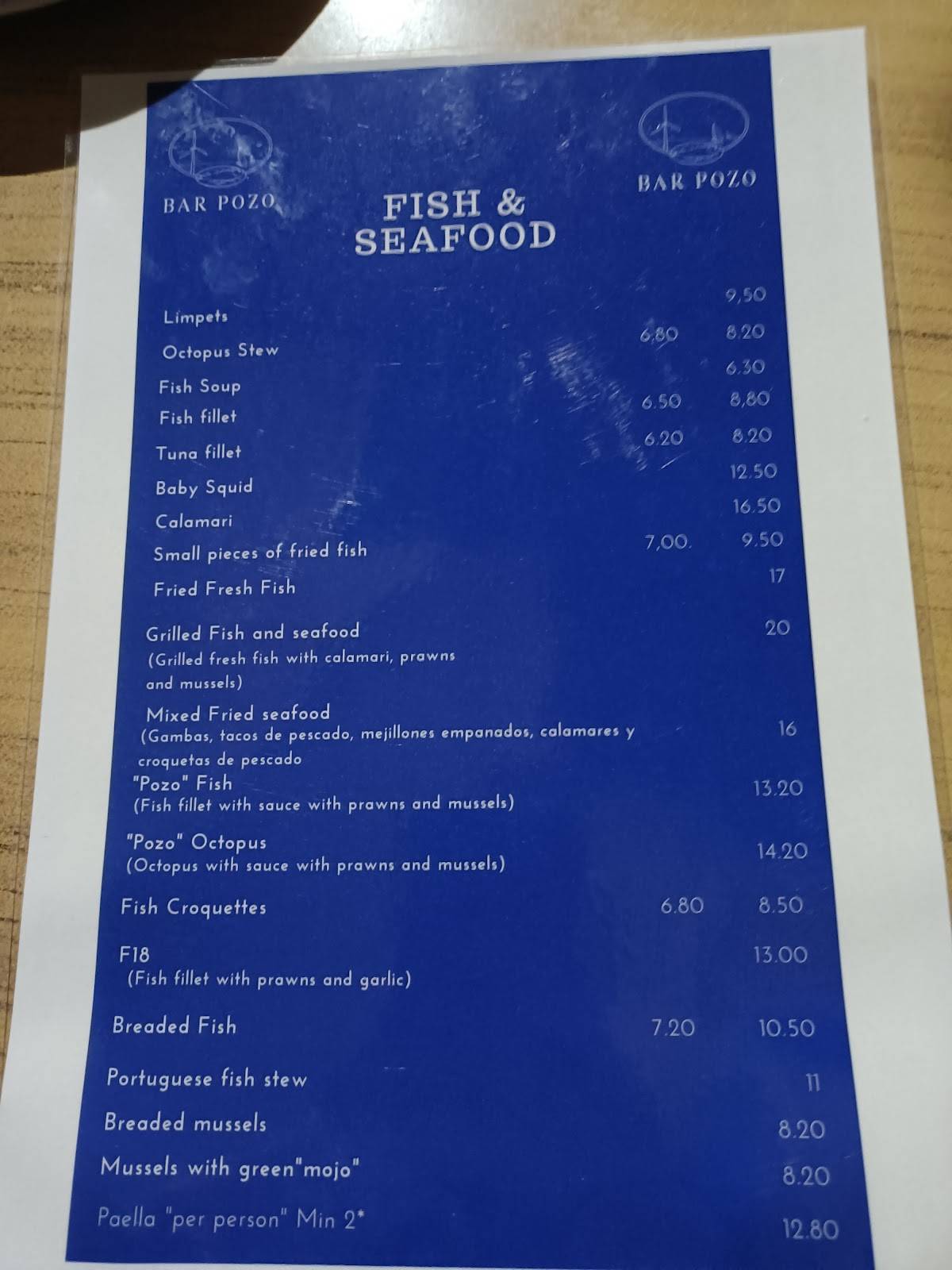 Carta de Bar Pozo, Pozo Izquierdo