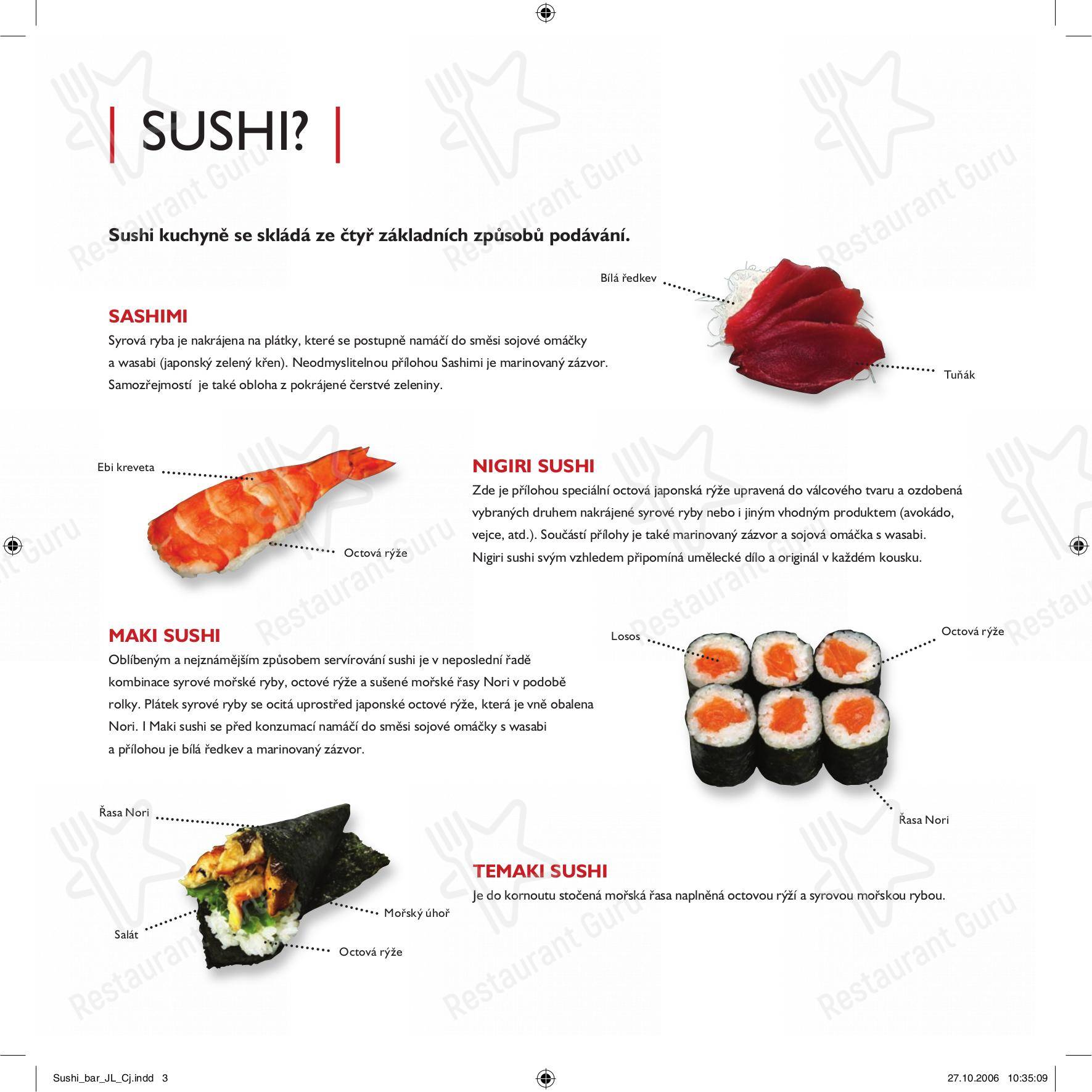 The sushi bar menu store