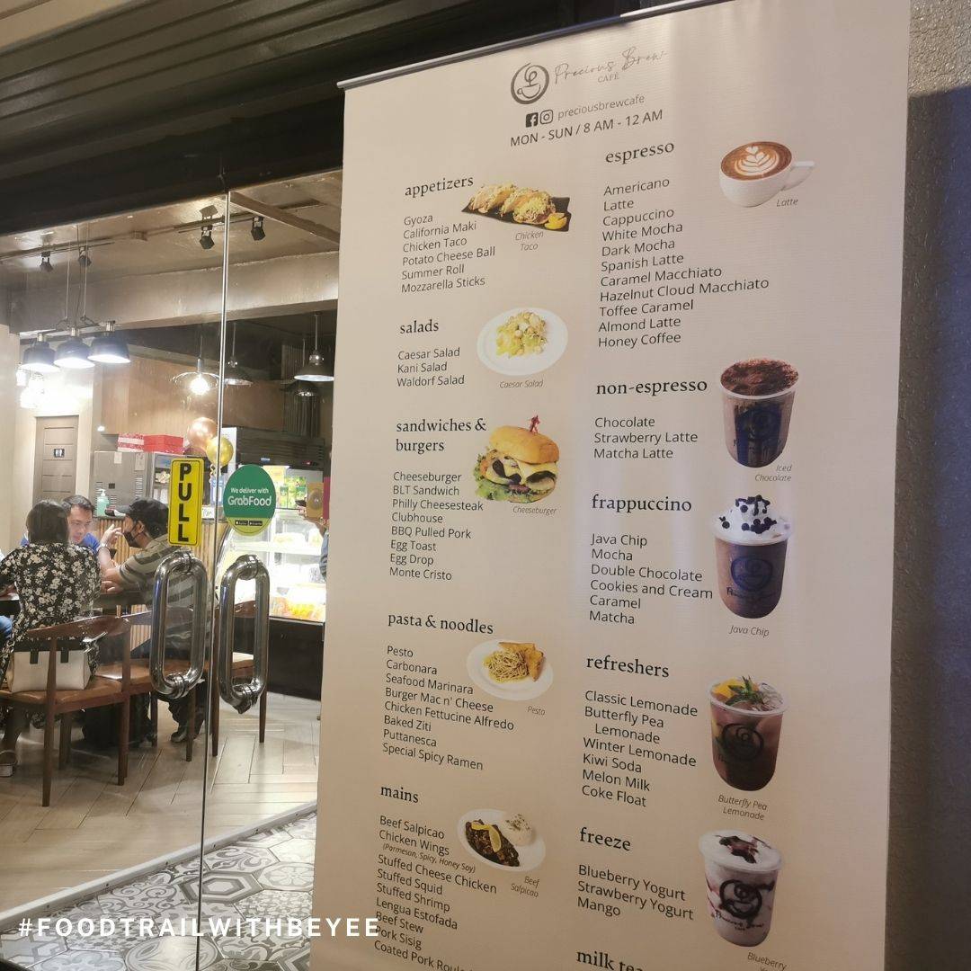 Menu at Precious Brew Cafe, Mandaue City