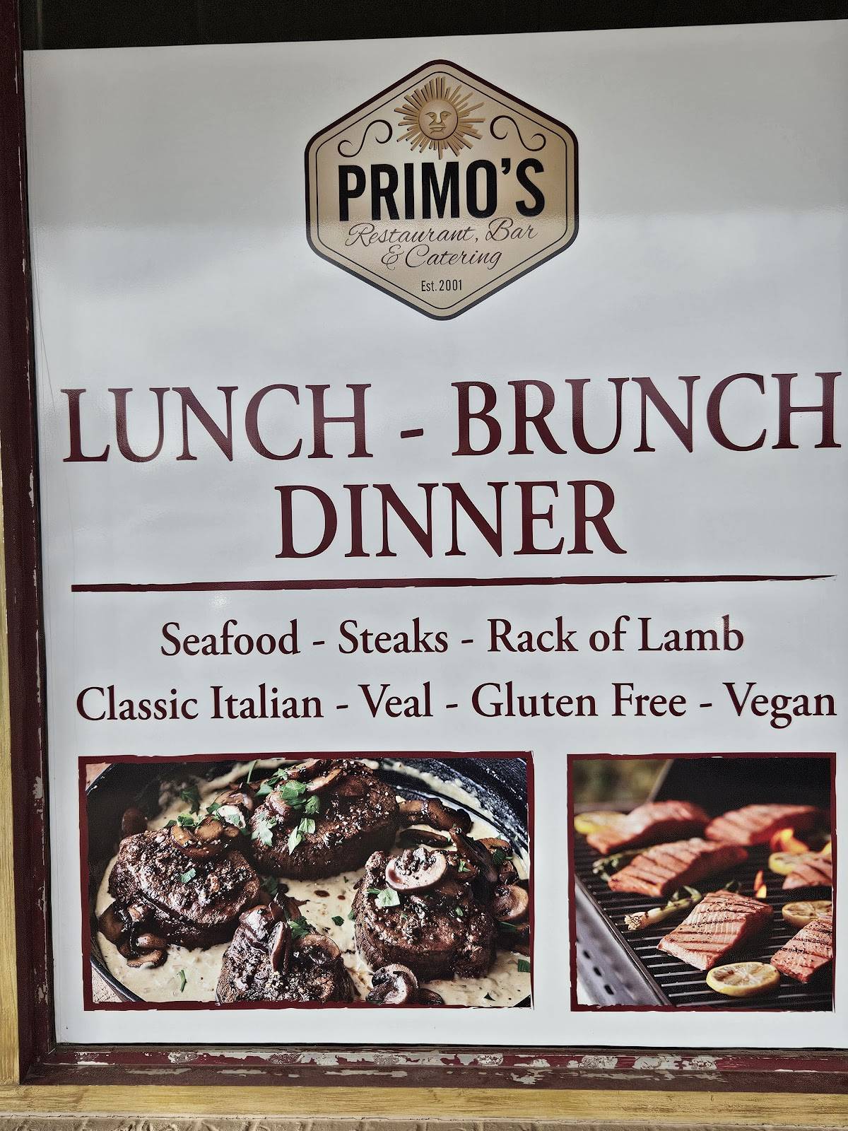 Menu at Primo's Italian Restaurant, Yukon, -C Garth Brooks Blvd