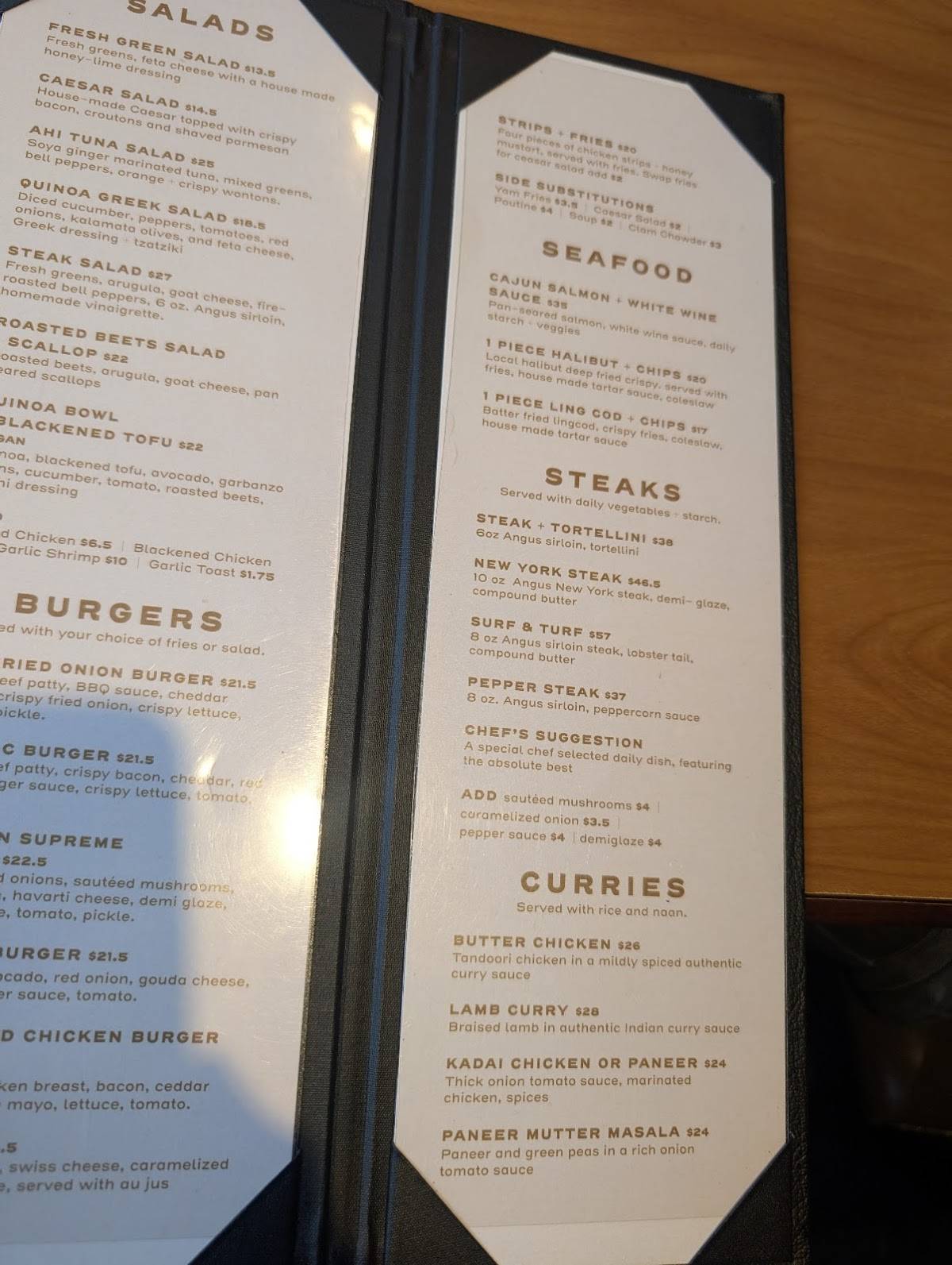 Menu at Pavilion Restaurant, Prince Rupert