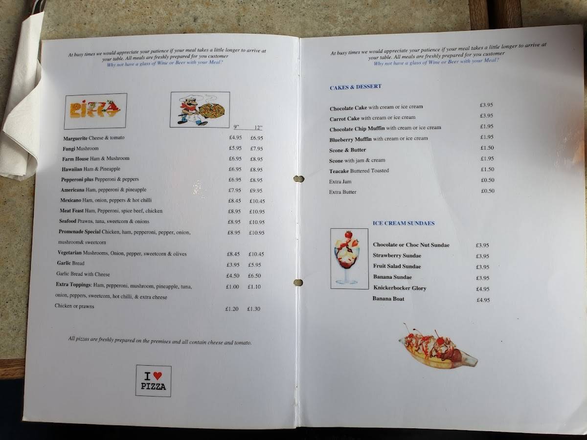 Menu at Promenade Cafe& Wine Bar And Restaurant, Barmouth