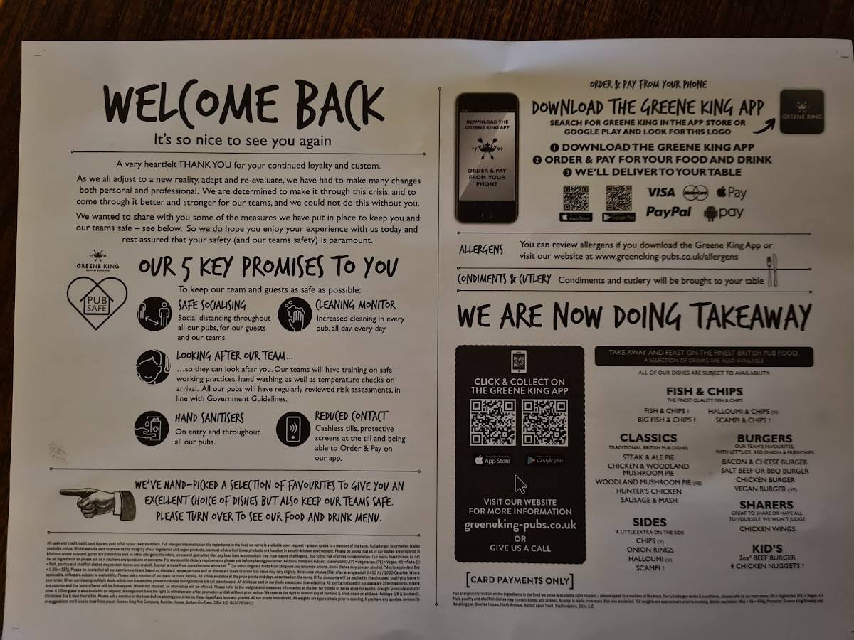 Menu at Prospect of Whitby pub & bar, London