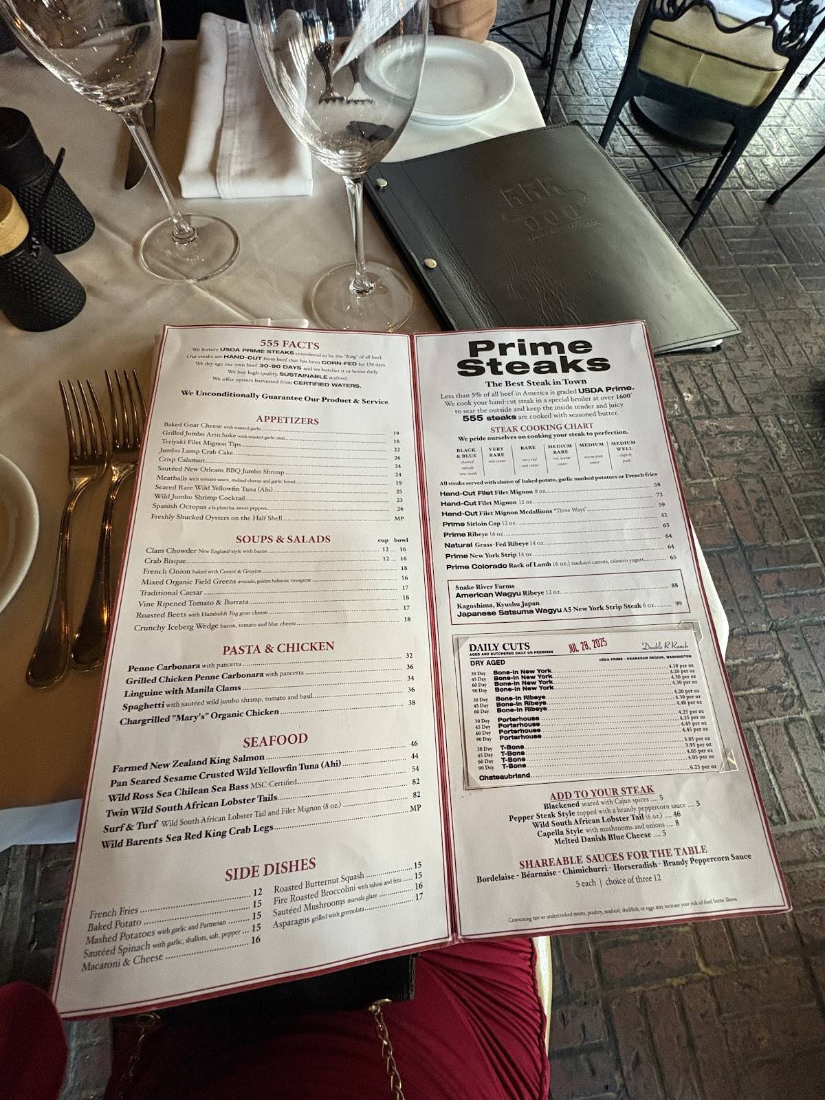 Menu at 555 East American Steakhouse, Long Beach