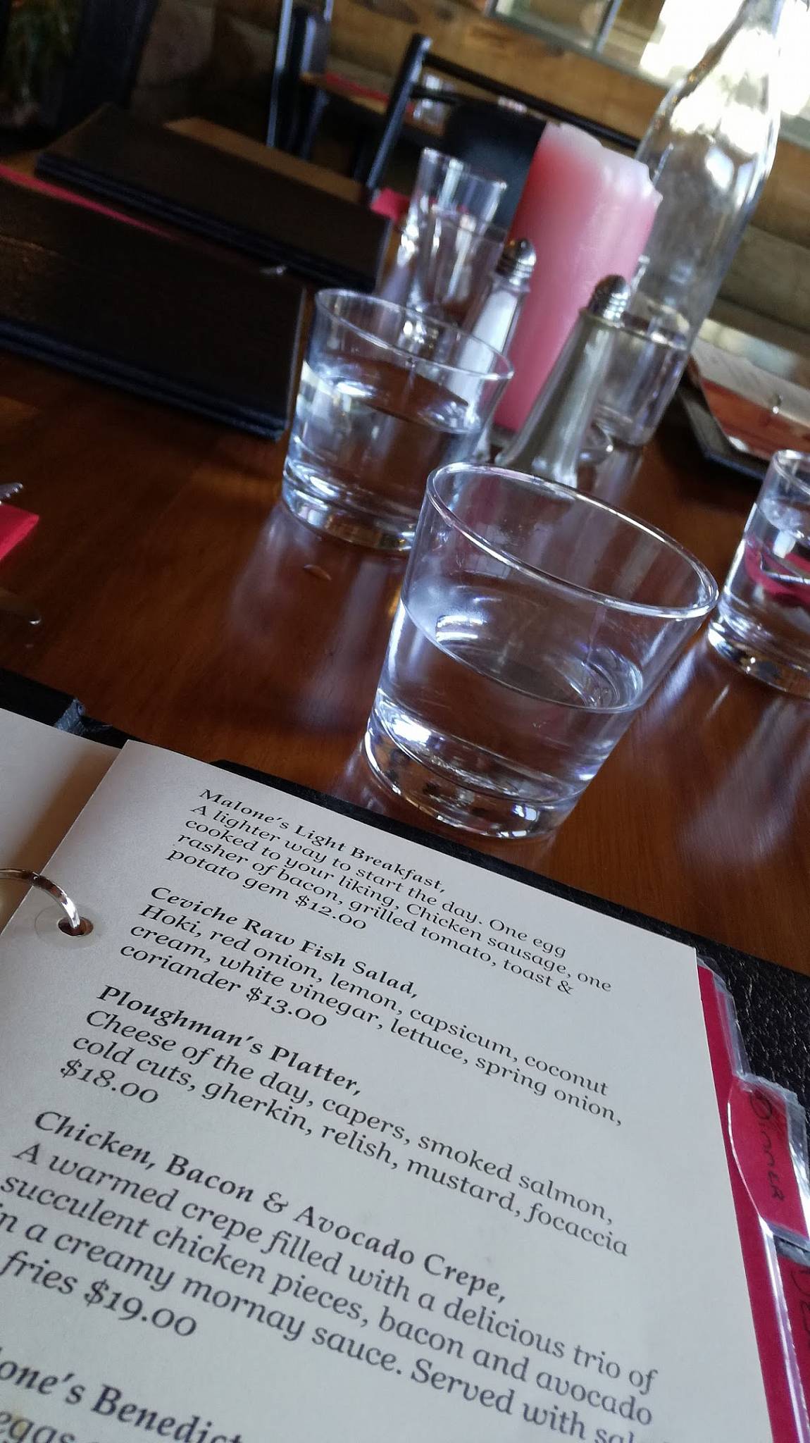 Menu at Colonel Malone's Restaurant & Bar, Stratford