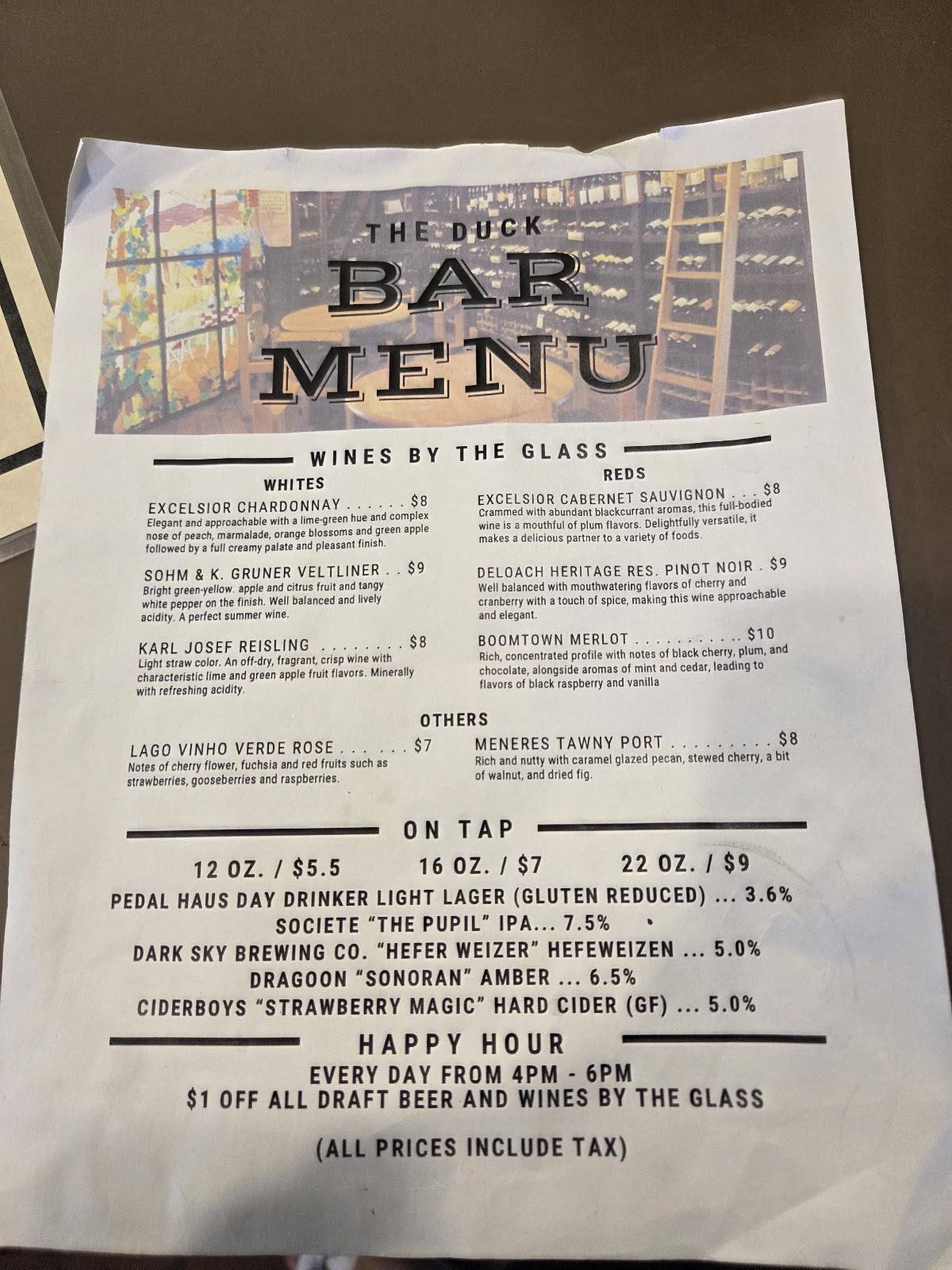 Menu at Duck and Decanter pub & bar, Phoenix, E Camelback Rd