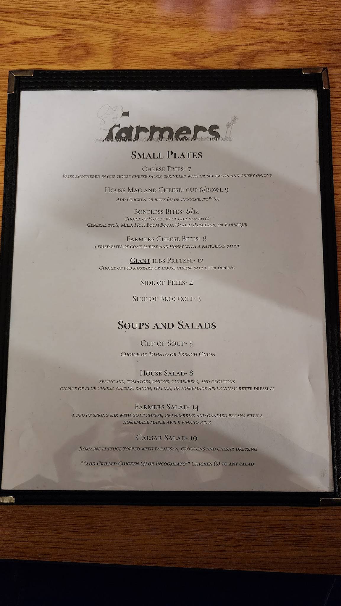 Menu at Farmers Inn and Tavern pub & bar, Shavertown