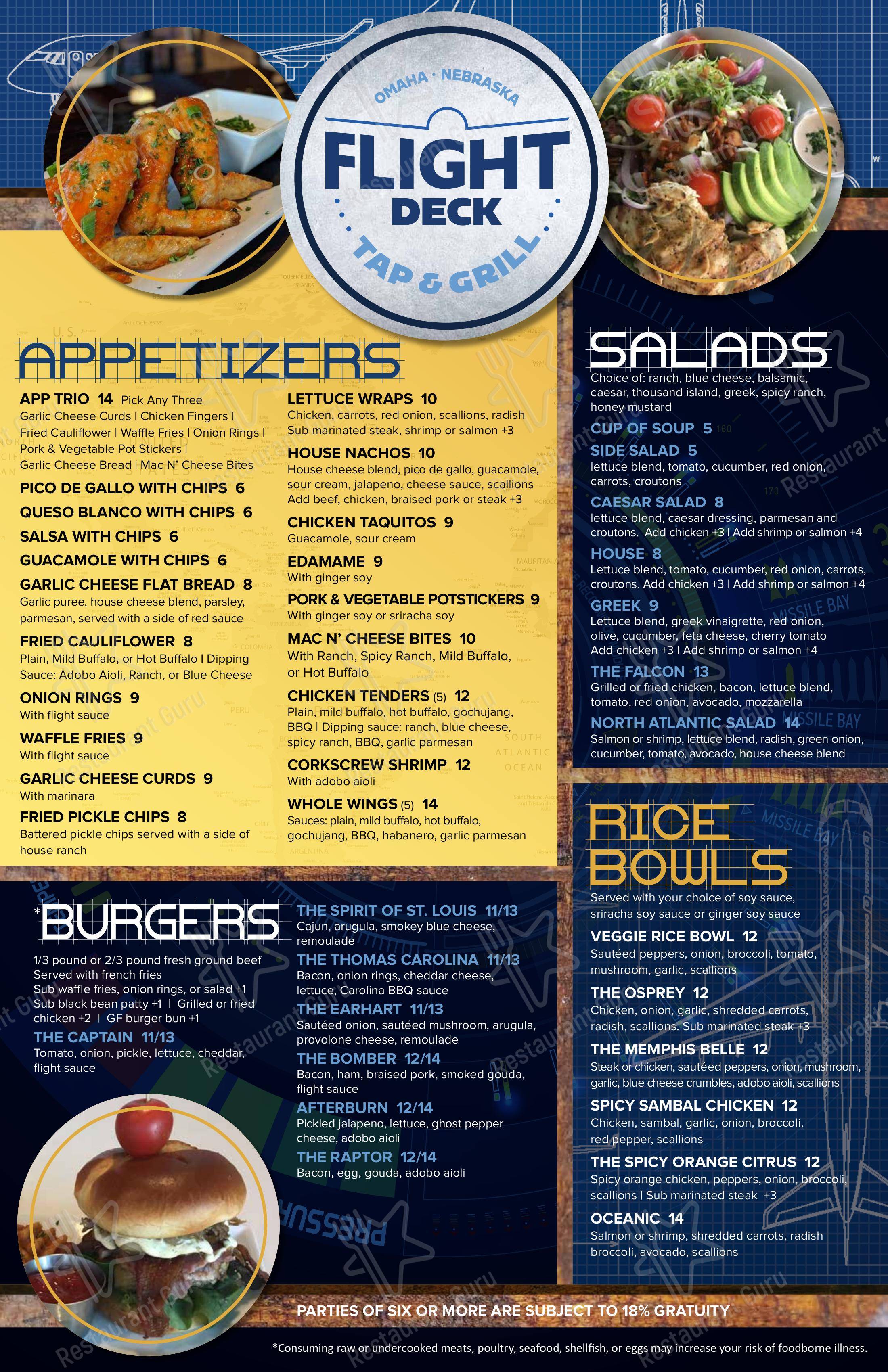 Menu at Flight Deck Tap & Grill pub & bar, Omaha