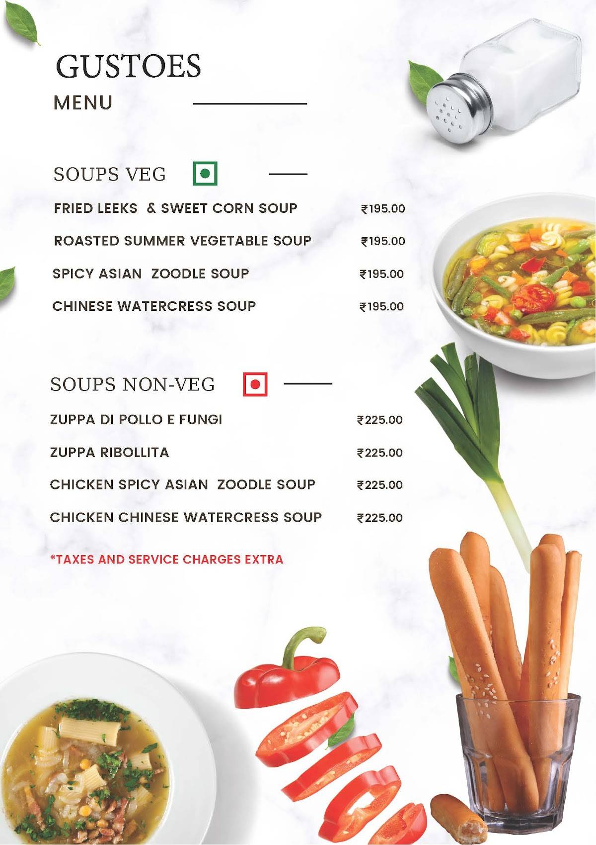 Menu at Gustoes, Bengaluru