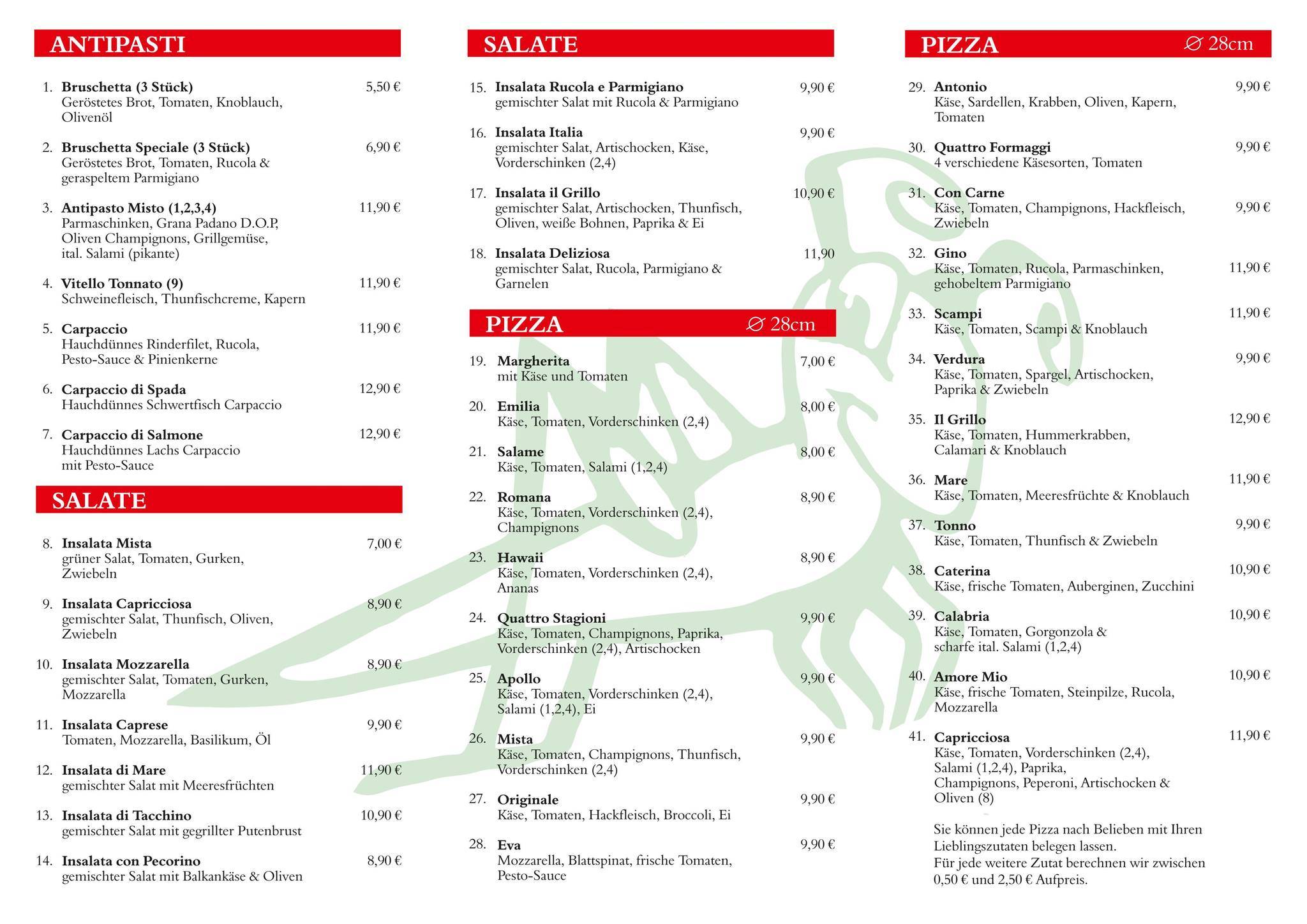 Speisekarte von Il Grillo Ristorante Pizzeria Vinoteca, Vlotho