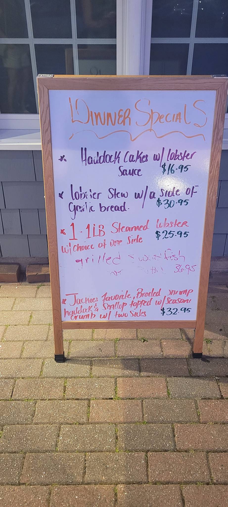 Menu at Jackie's Too pub & bar, Ogunquit, 91 Perkins Cove Rd