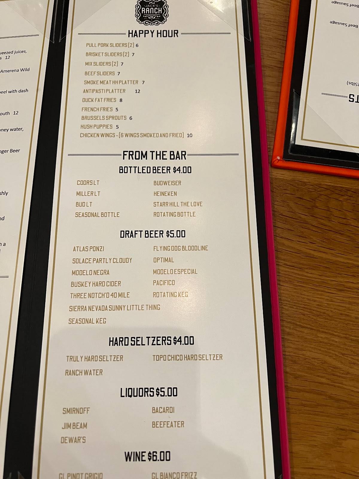 Menu at Jack's Ranch Barbecue, Tysons