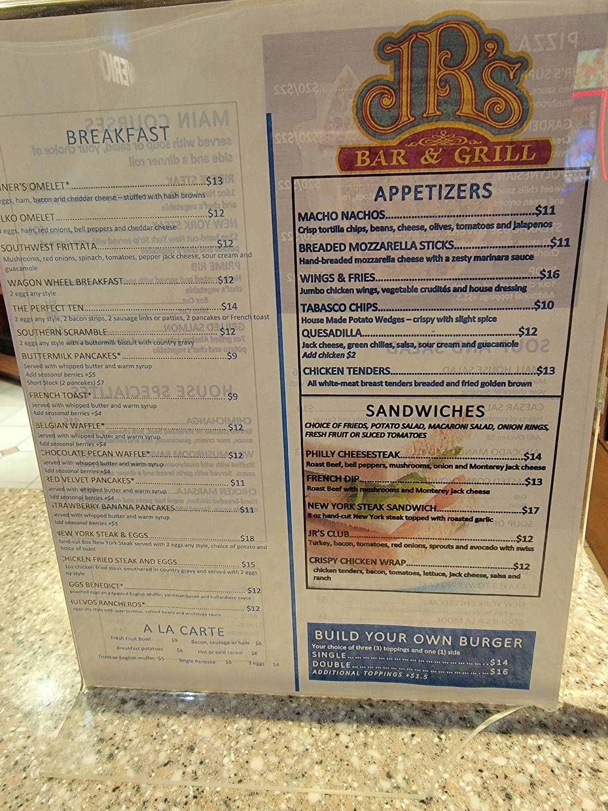Menu at Jr's Bar & Grill, Elko