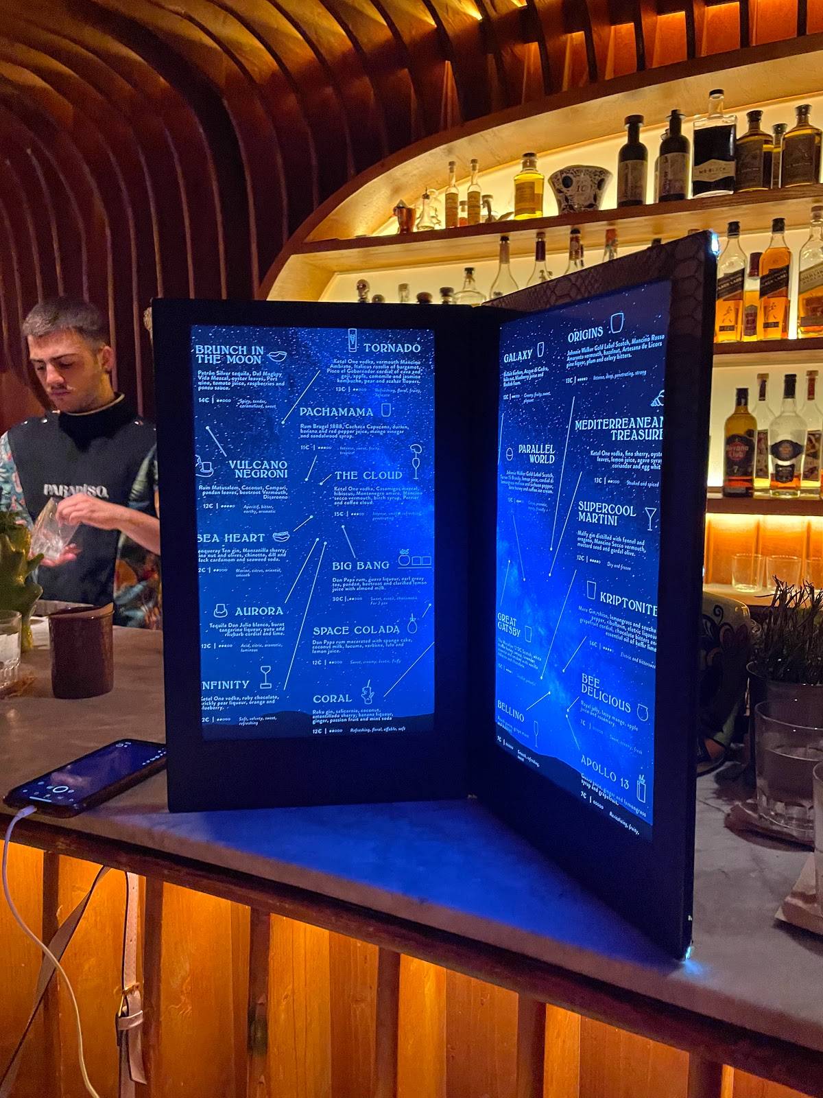 Menu at Paradiso pub & bar, Barcelona