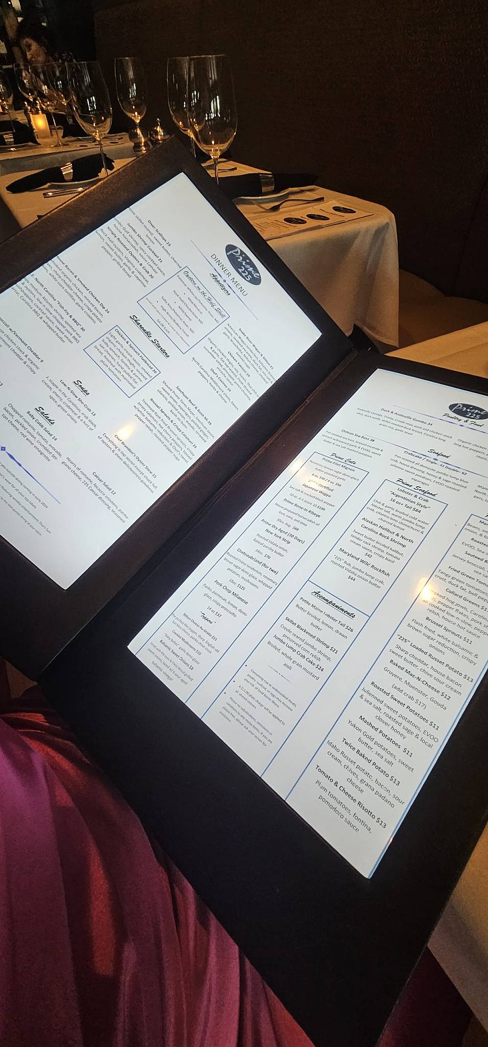 Menu at Prime 225 pub & bar, Chesapeake City