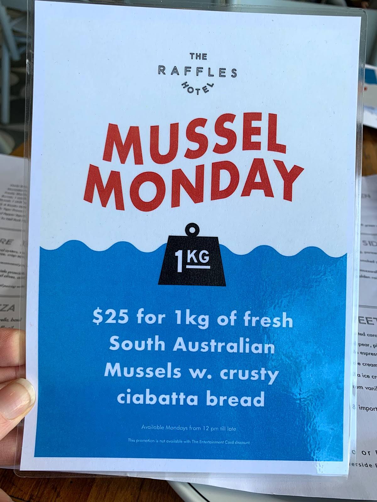 Menu at Raffles Hotel pub & bar, Applecross, 70-72 Canning Beach Rd