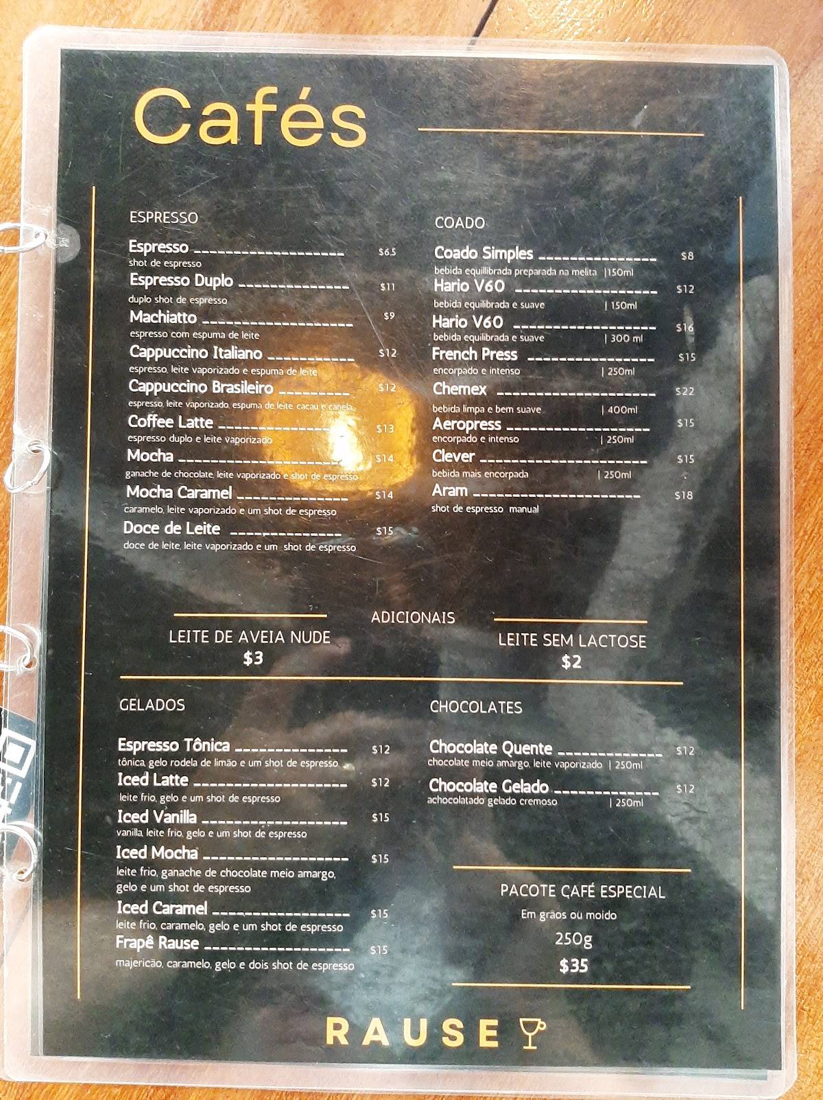 Menu em Rause Café e Vinho, Curitiba, R. Riachuelo