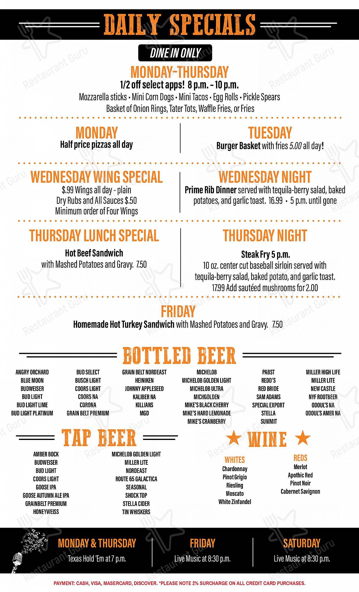 Menu at Route 65 Pub and Grub, East Bethel, Highway 65 NE
