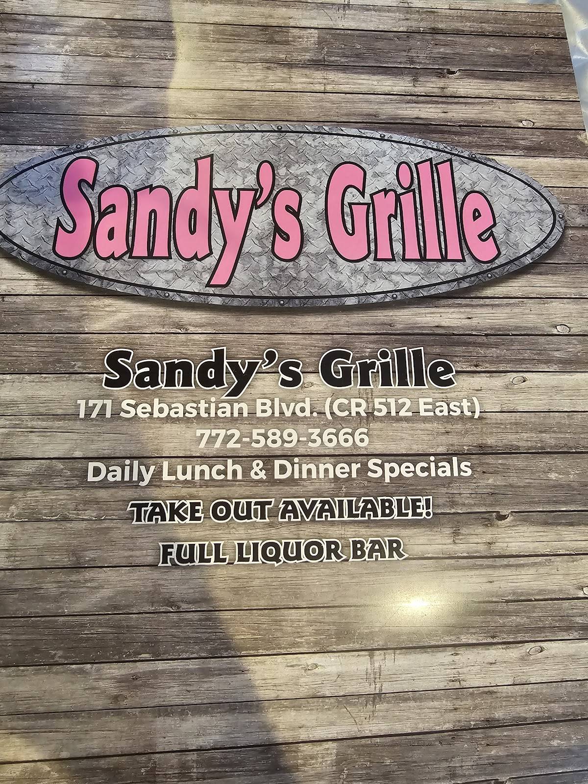 Menu at Sandy's Grille pub & bar, Sebastian