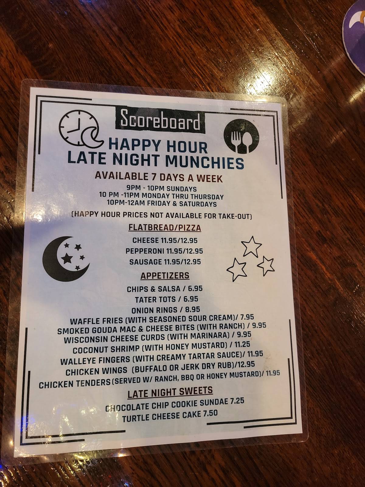 Menu at Scoreboard Bar and Grill, Minnetonka
