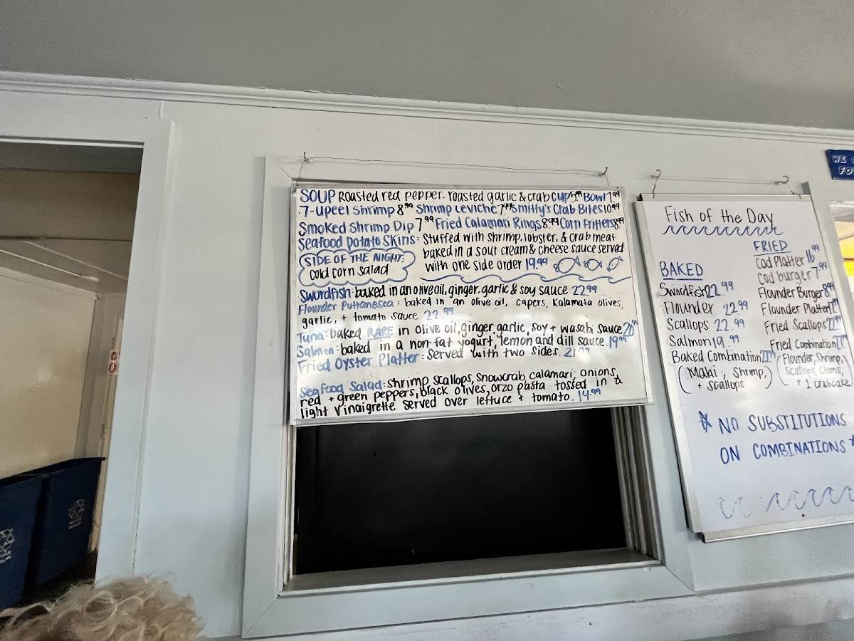 Menu at Smitty's Clam Bar, Somers Point