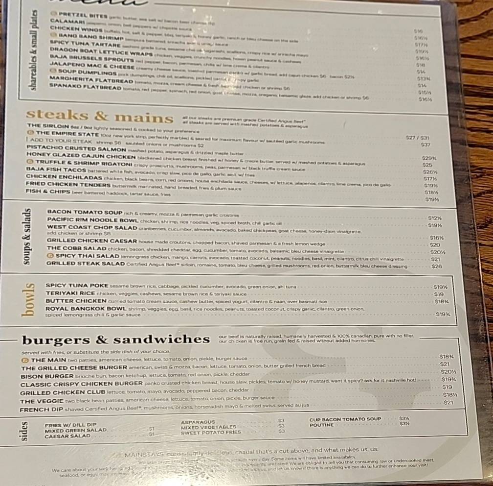 Menu at State & Main pub & bar, London