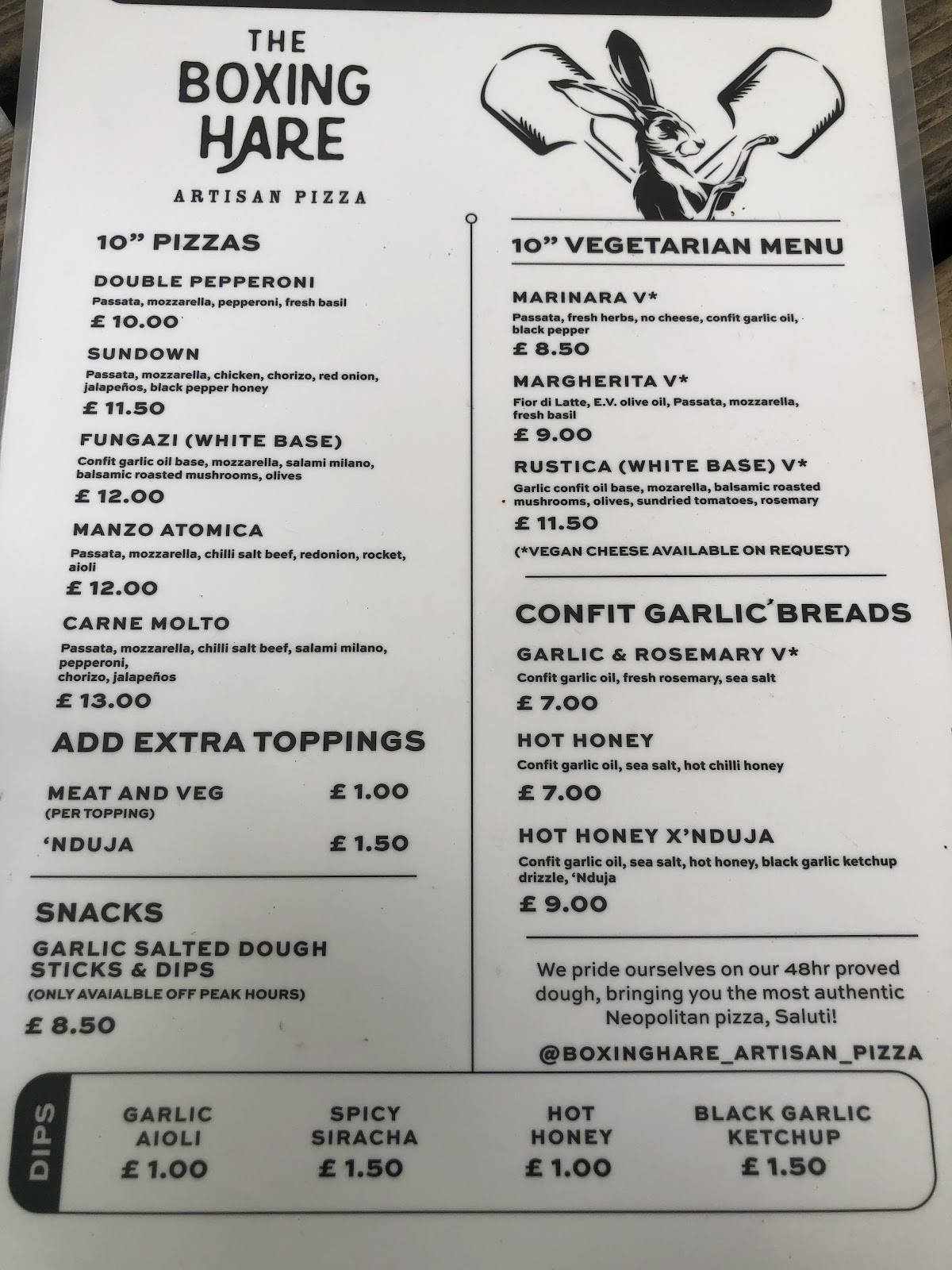 Menu at Sunflower Public House, Belfast