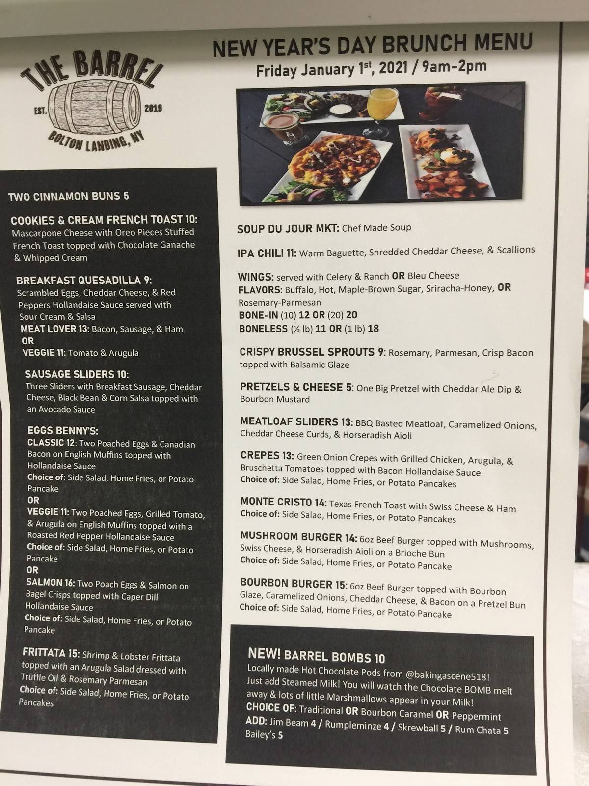Menu at The Barrel, Bolton