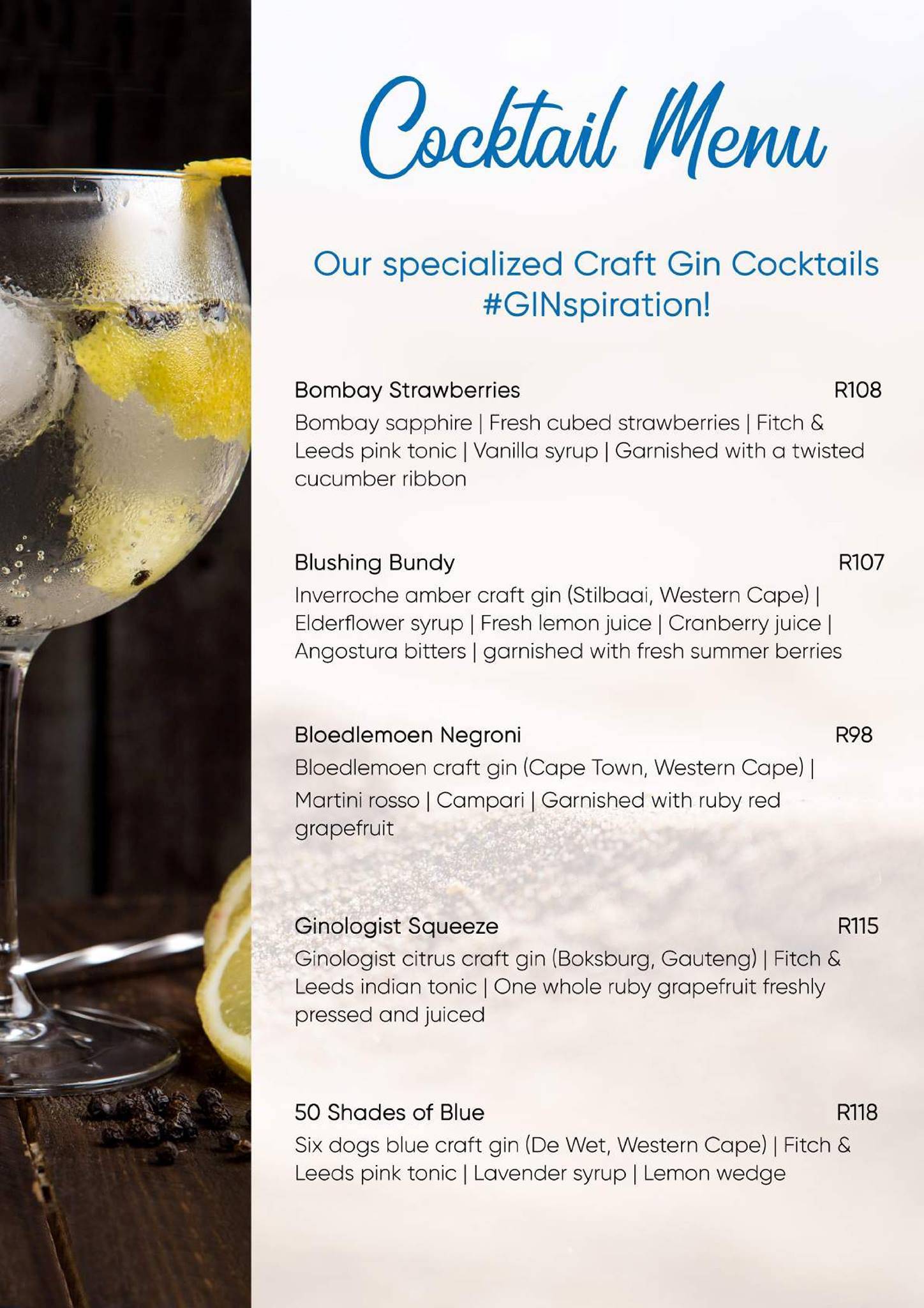 Menu at The Beach Rivonia pub & bar, Johannesburg