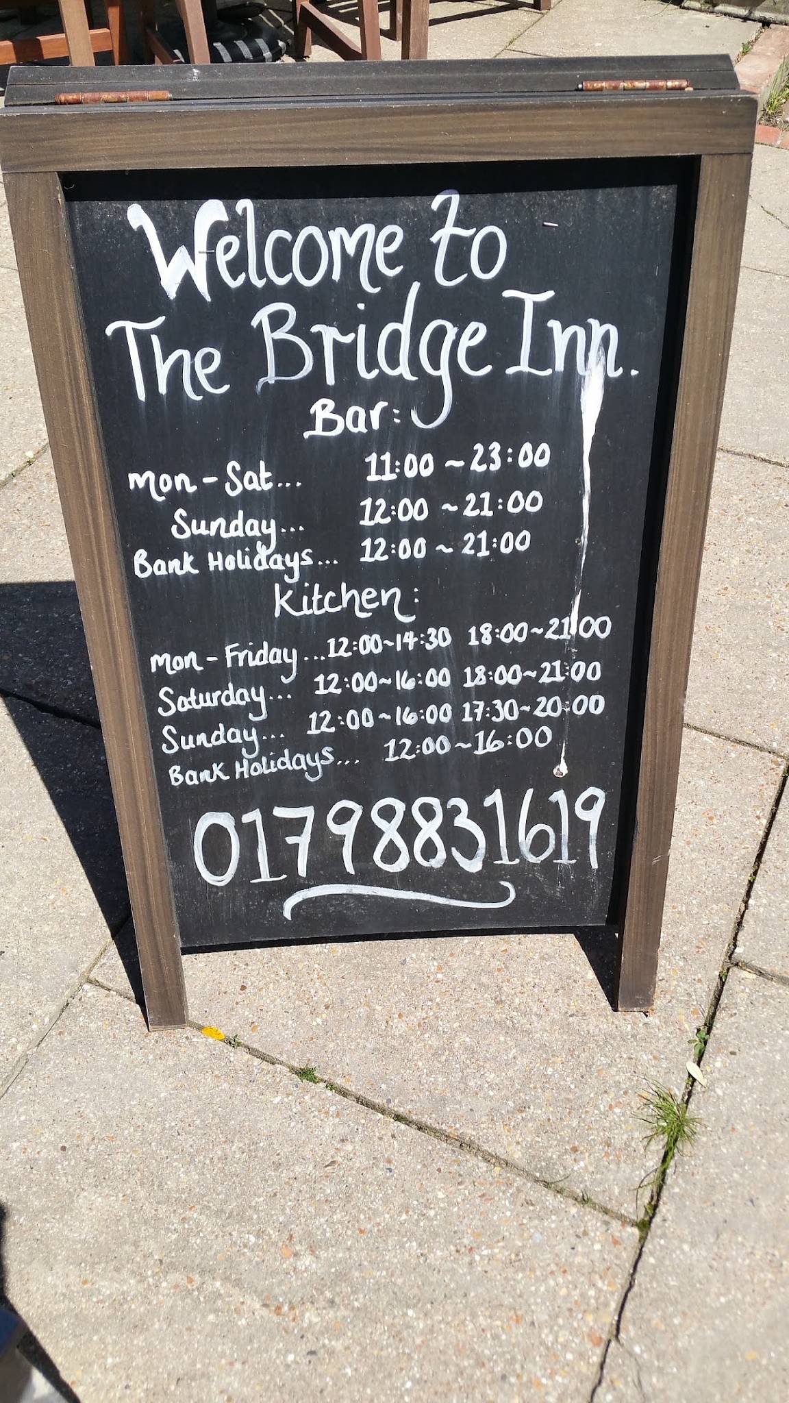 Menu at The Bridge Inn pub & bar, Amberley