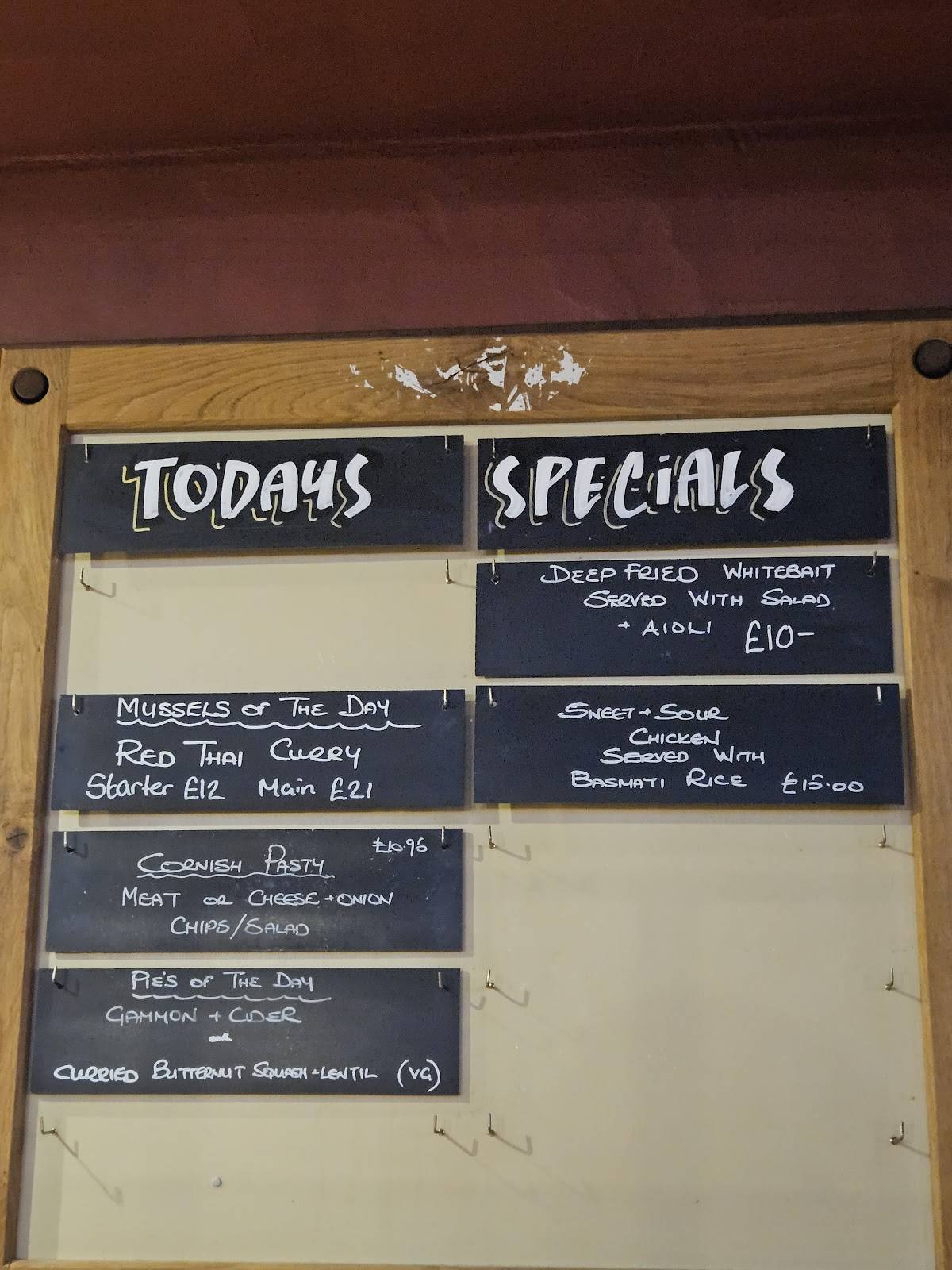 Menu at The Old Inn, Widecombe pub & bar, Widecombe in the Moor