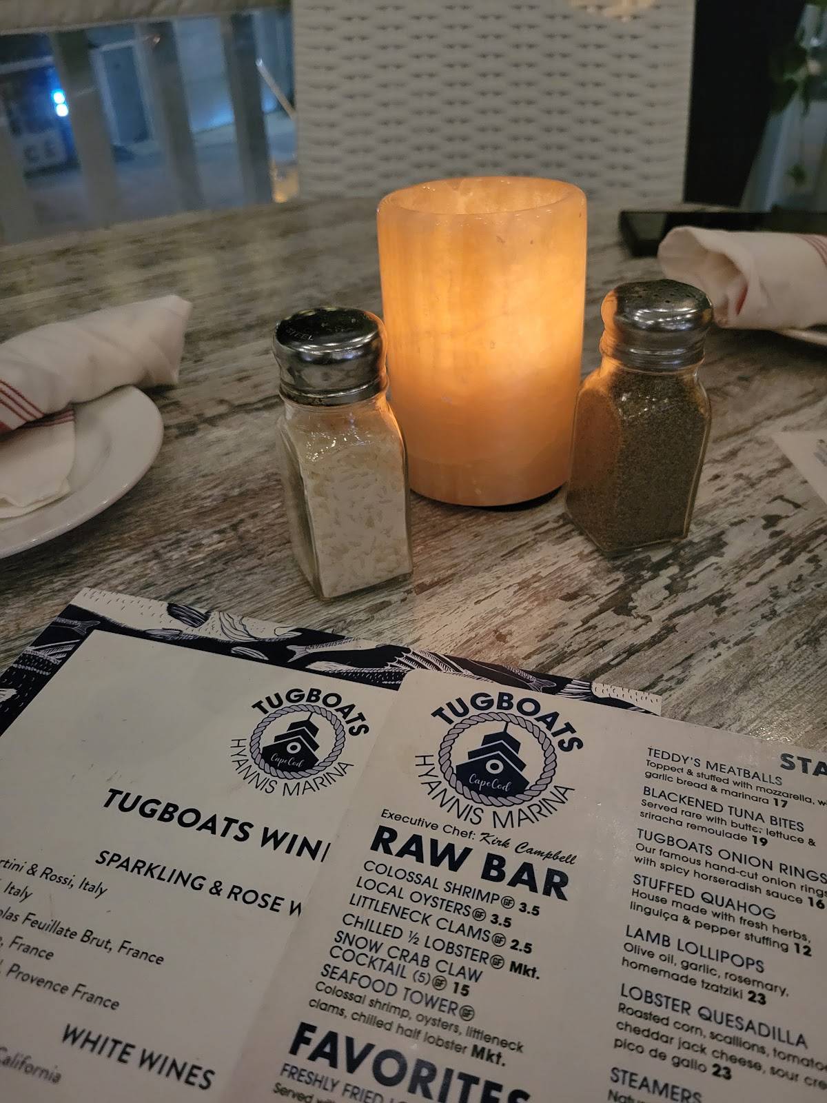 Menu at Tugboats at Hyannis Marina pub & bar, Yarmouth
