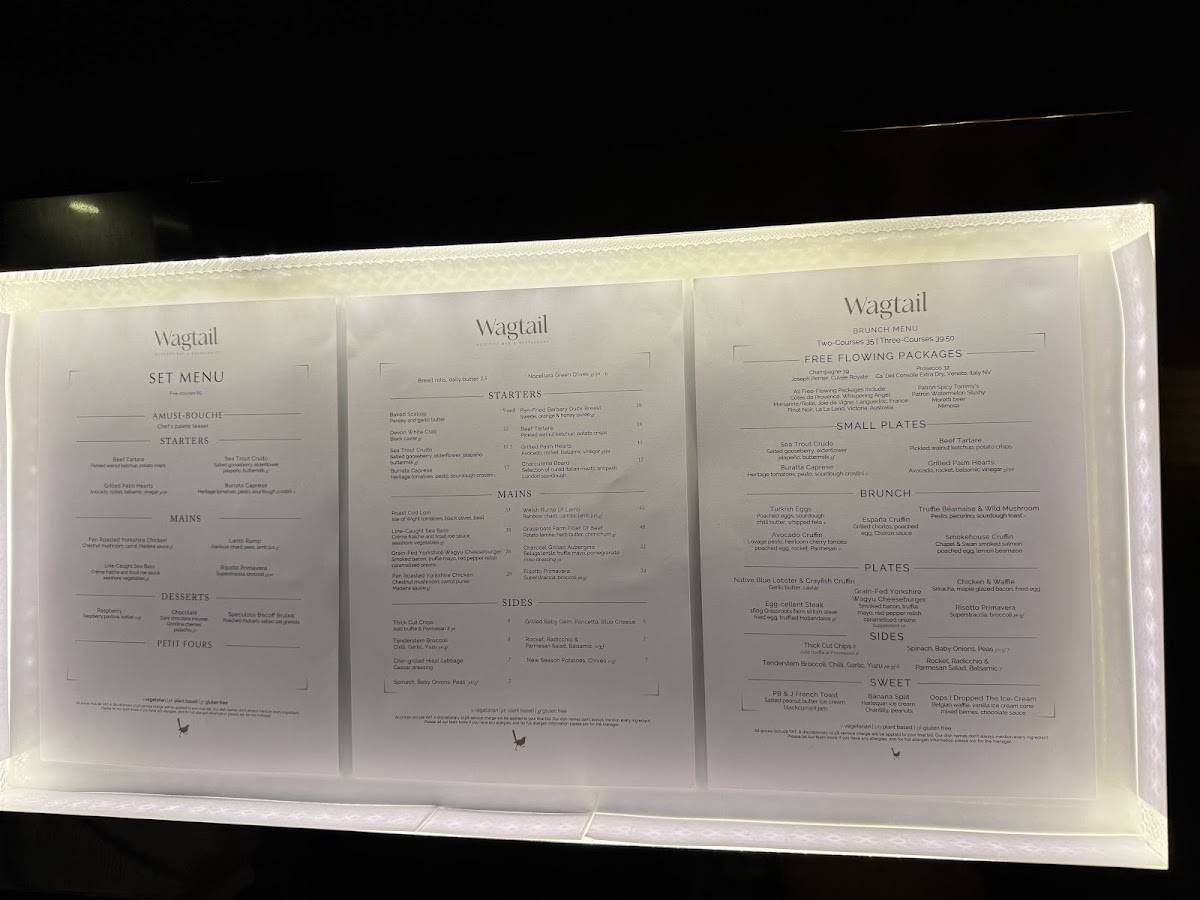 Menu at Wagtail pub & bar, London