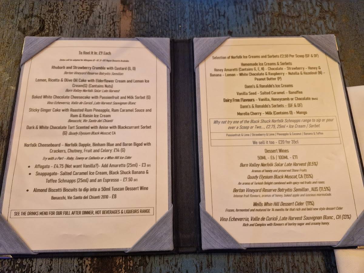 Menu at Wells Crab House Seafood Restaurant, Wells-next-the-Sea