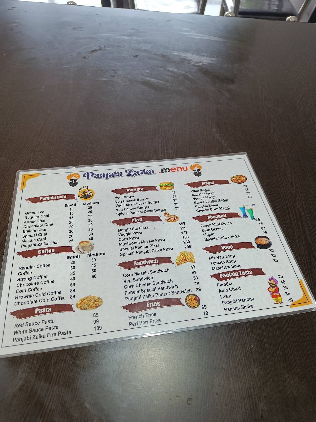 Menu at Punjabi Zaika, India, V5Q5+7Q3