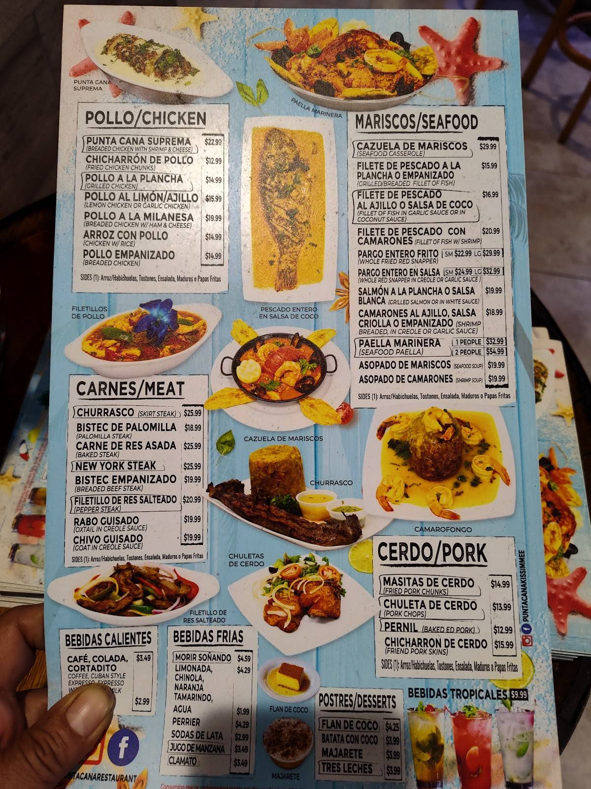 Menu at Punta Cana Restaurant Kissimmee, Kissimmee