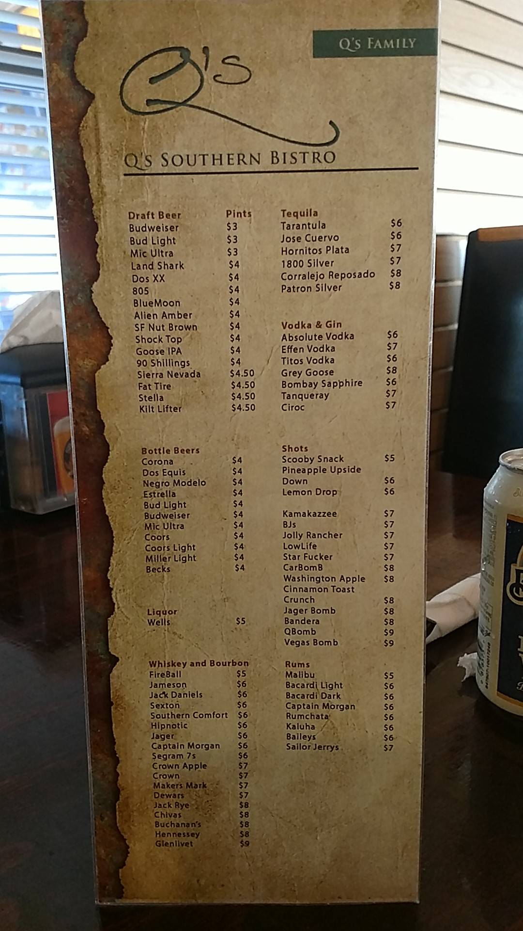Menu at Q's Southern Bistro pub & bar, Silver City