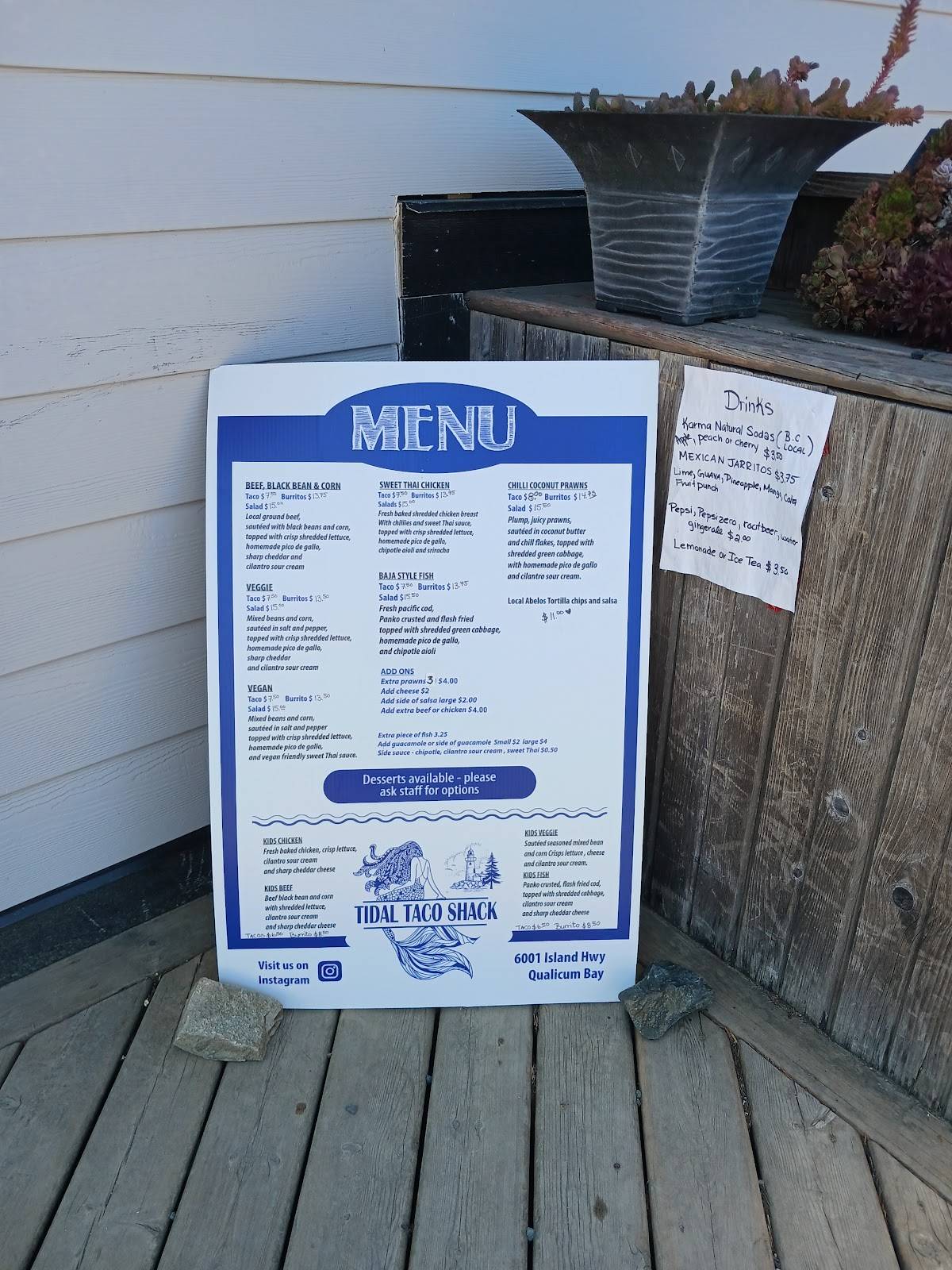 Menu at Fanny Bay Tidal Tacos restaurant, Fanny Bay