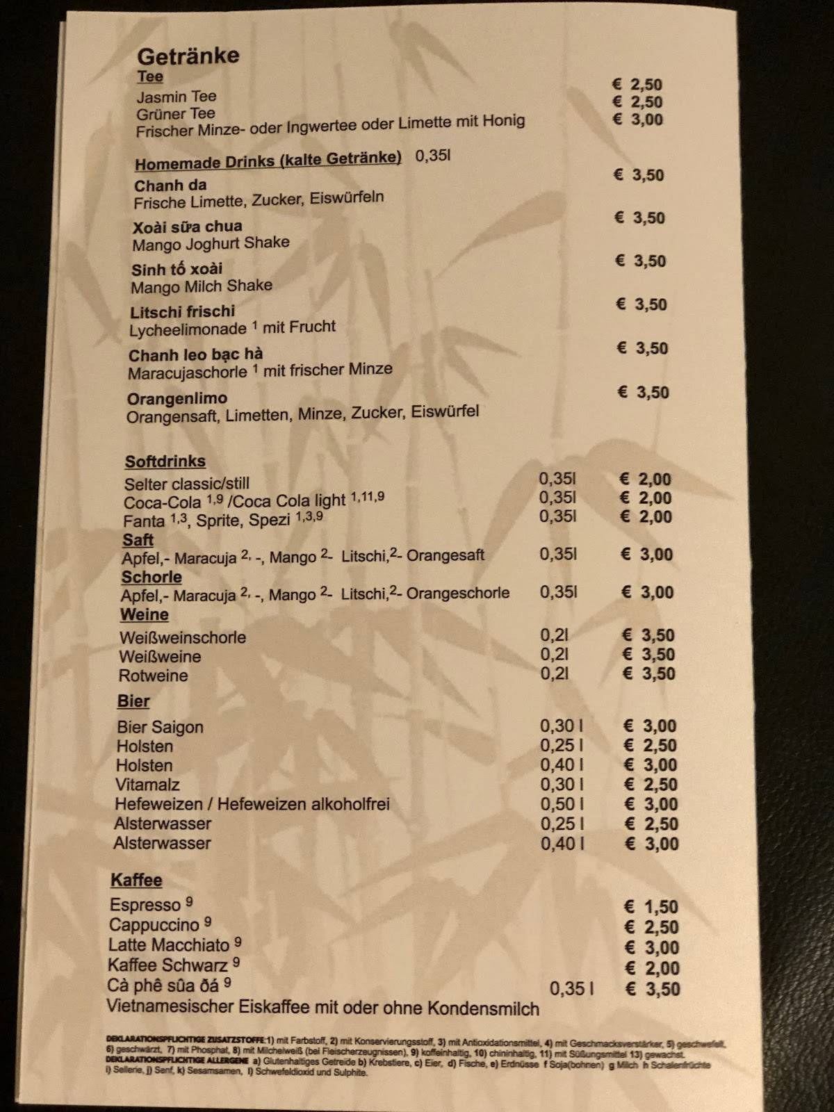 Speisekarte von Quan Ngon restaurant, Hamburg, Weidestraße 122