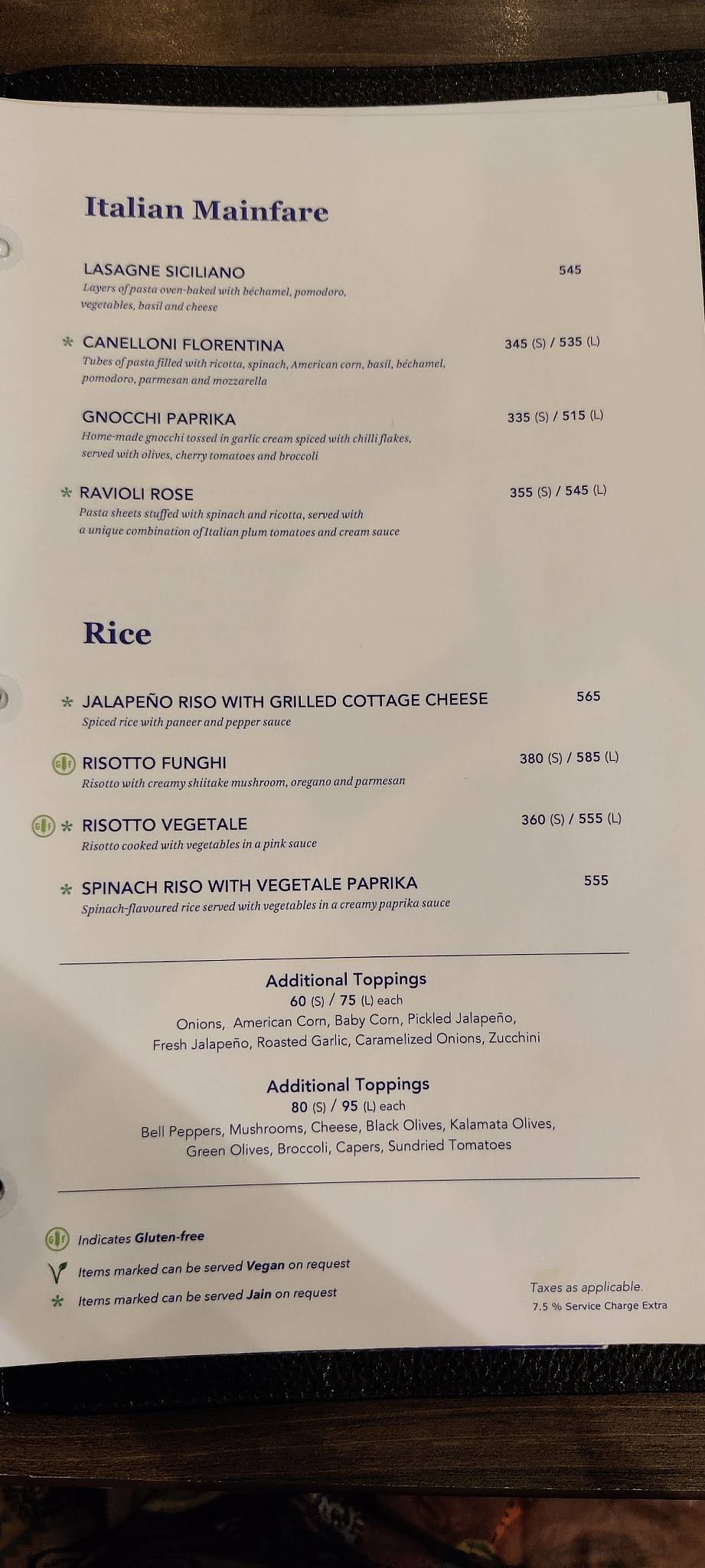 Menu at Quattro Ristorante Bengaluru, Bengaluru