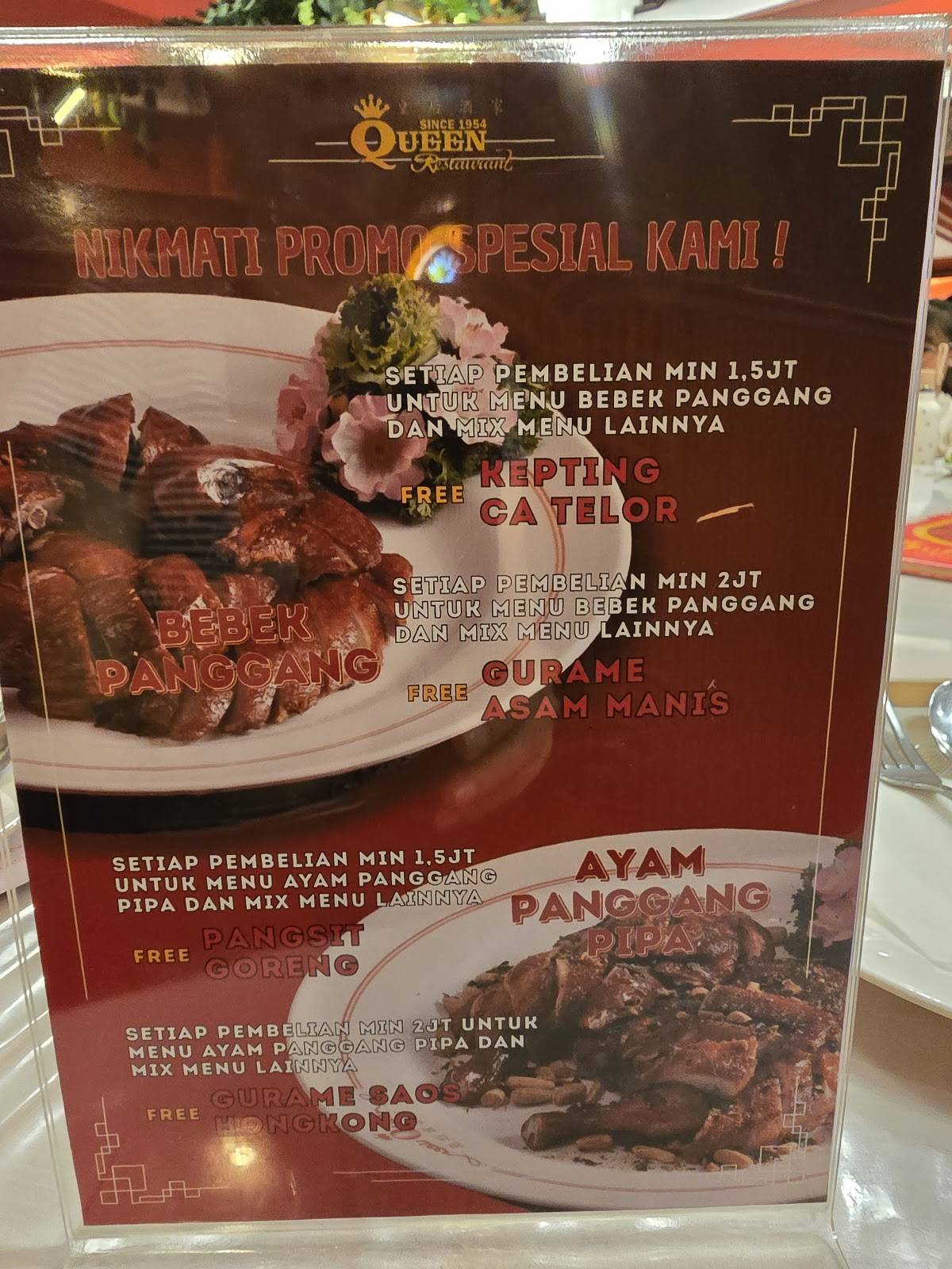 Menu at Queen Restaurant, Bandung, Jl. Dalem Kaum No.79